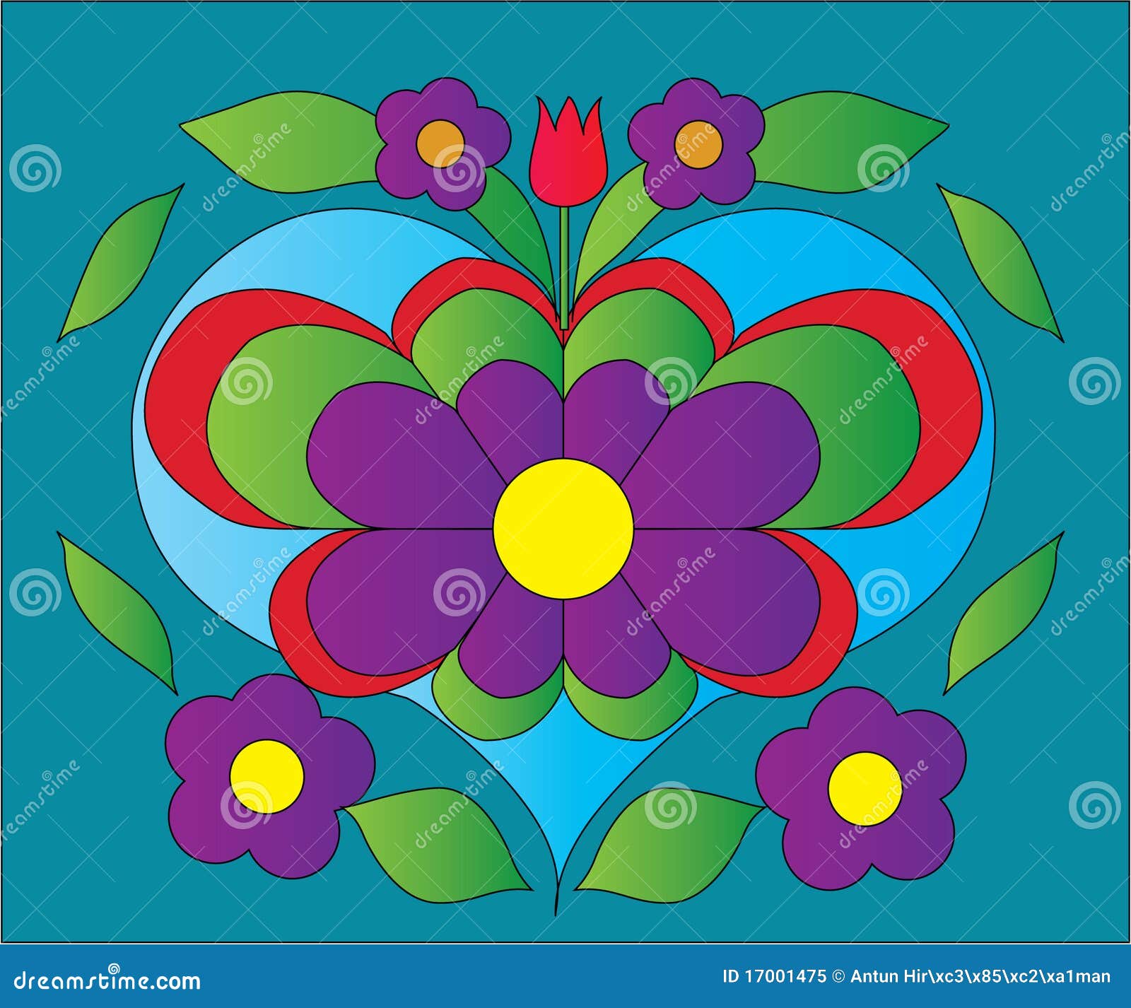 Flower Heart Color Illustration Stock Vector - Illustration of daisy ...