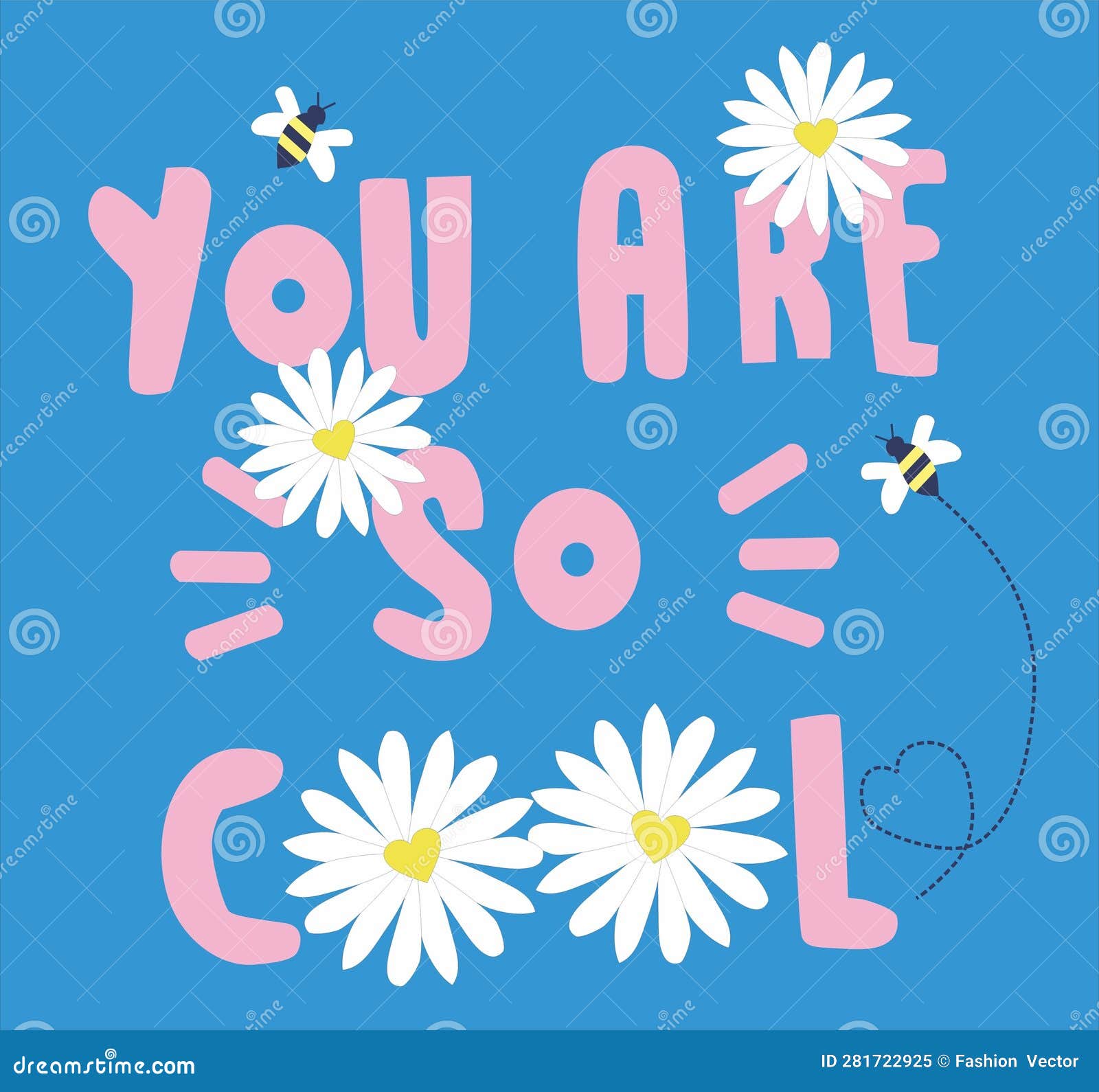 Flower with Hey Bee Print Vector Stock Vector - Illustration of ...