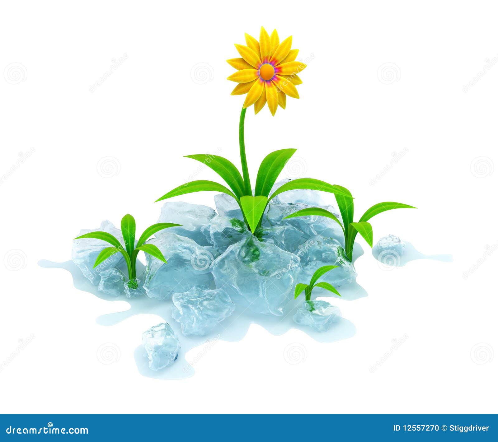 Flower in ice stock illustration. Illustration of green - 12557270