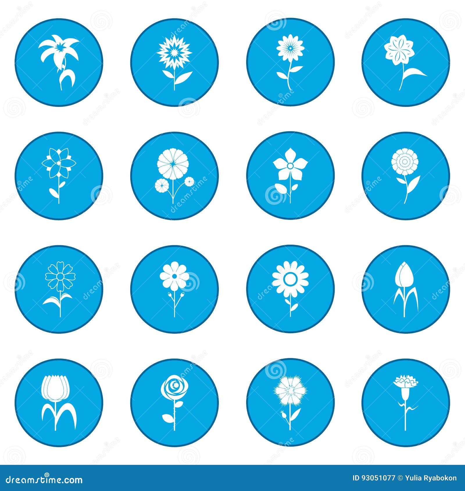 Flower icon blue stock vector. Illustration of bright - 93051077