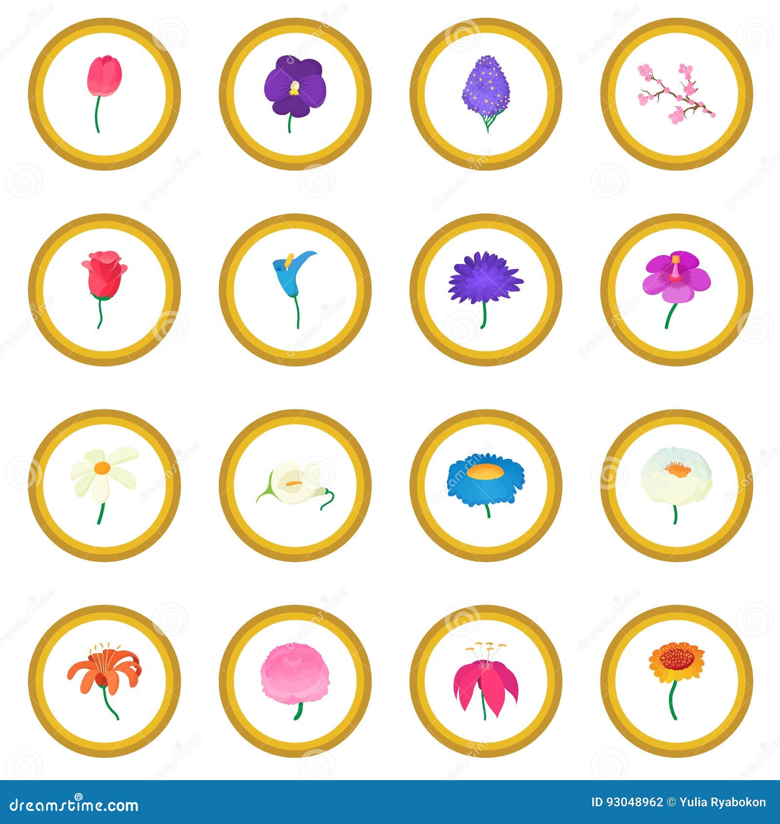 Flower icon circle stock vector. Illustration of fantasy - 93048962