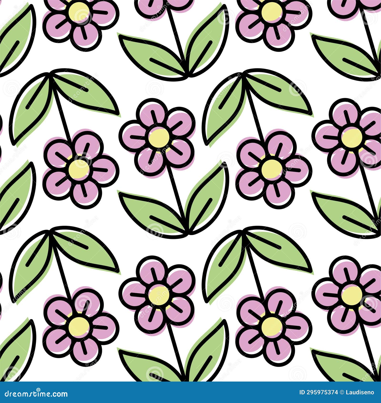 Flower Icon Seamless Pattern Background Vector Stock Illustration ...