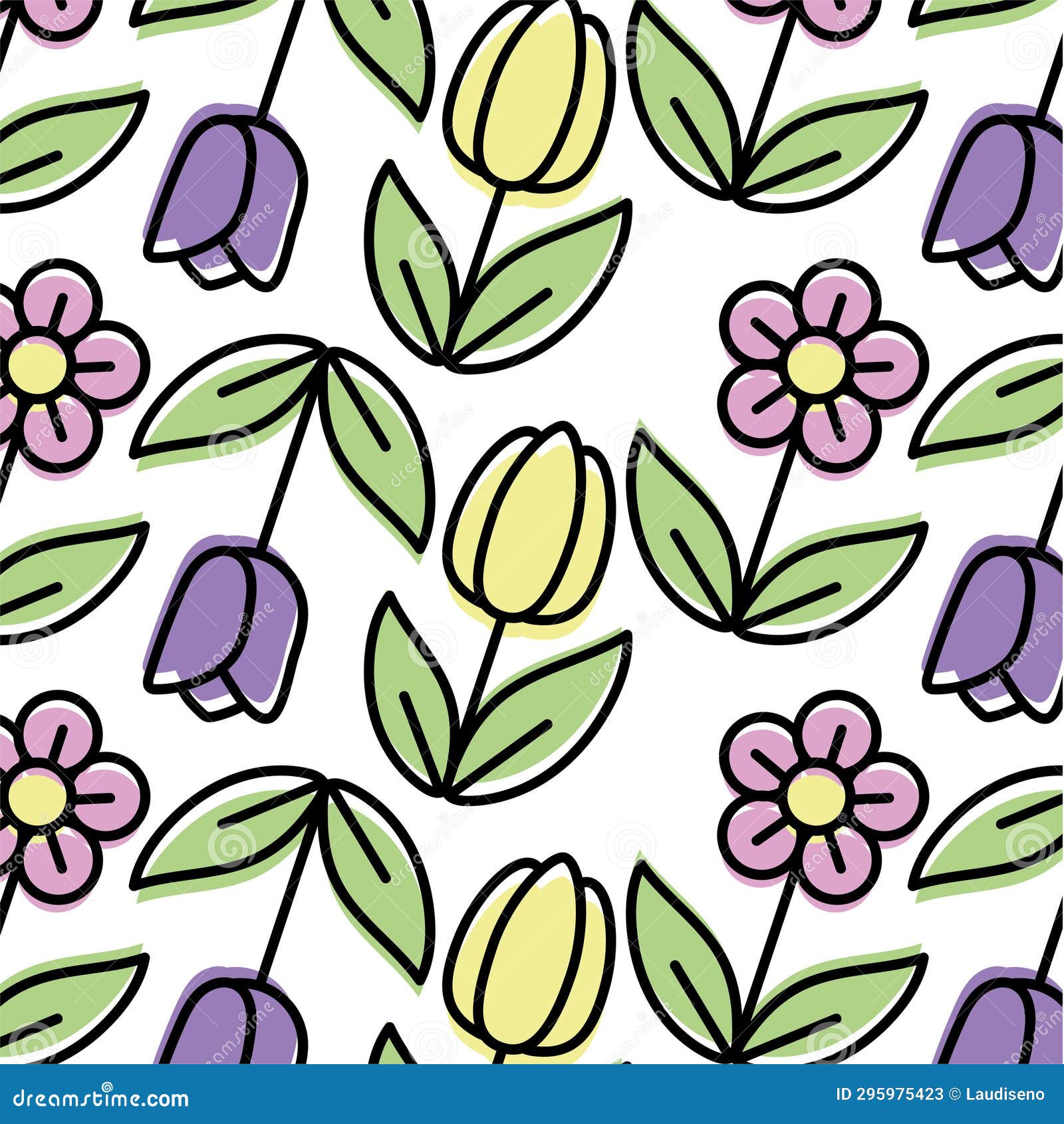Flower Icon Seamless Pattern Background Vector Stock Illustration ...