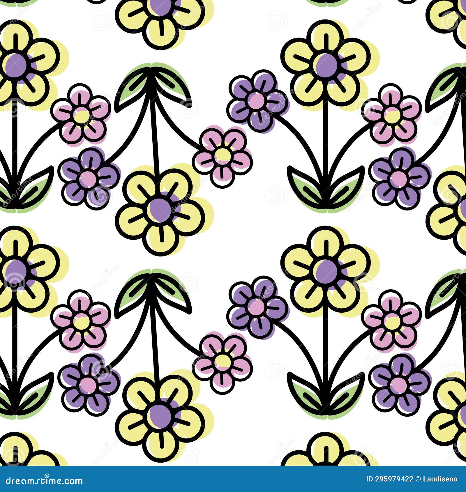 Flower Icon Seamless Pattern Background Vector Stock Illustration ...