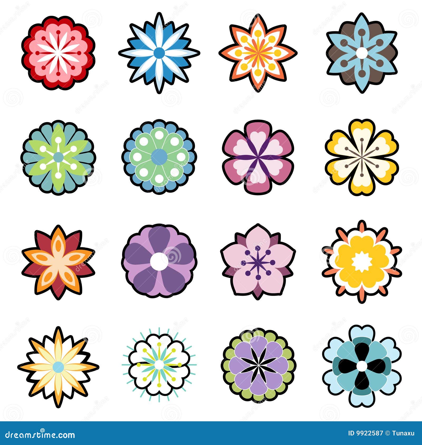 Flower icon set stock vector. Illustration of ornate, flower - 9922587
