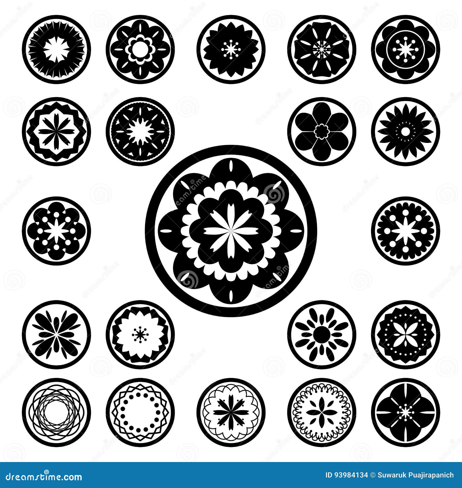 Flower icon set stock vector. Illustration of element - 93984134