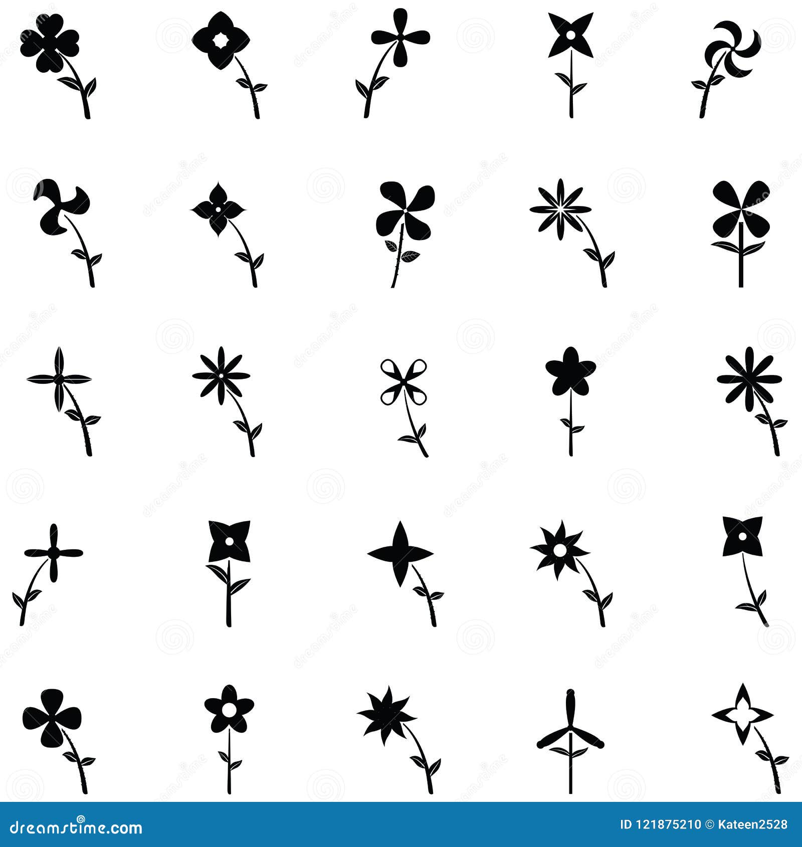 Flower icon set stock vector. Illustration of pattern - 121875210