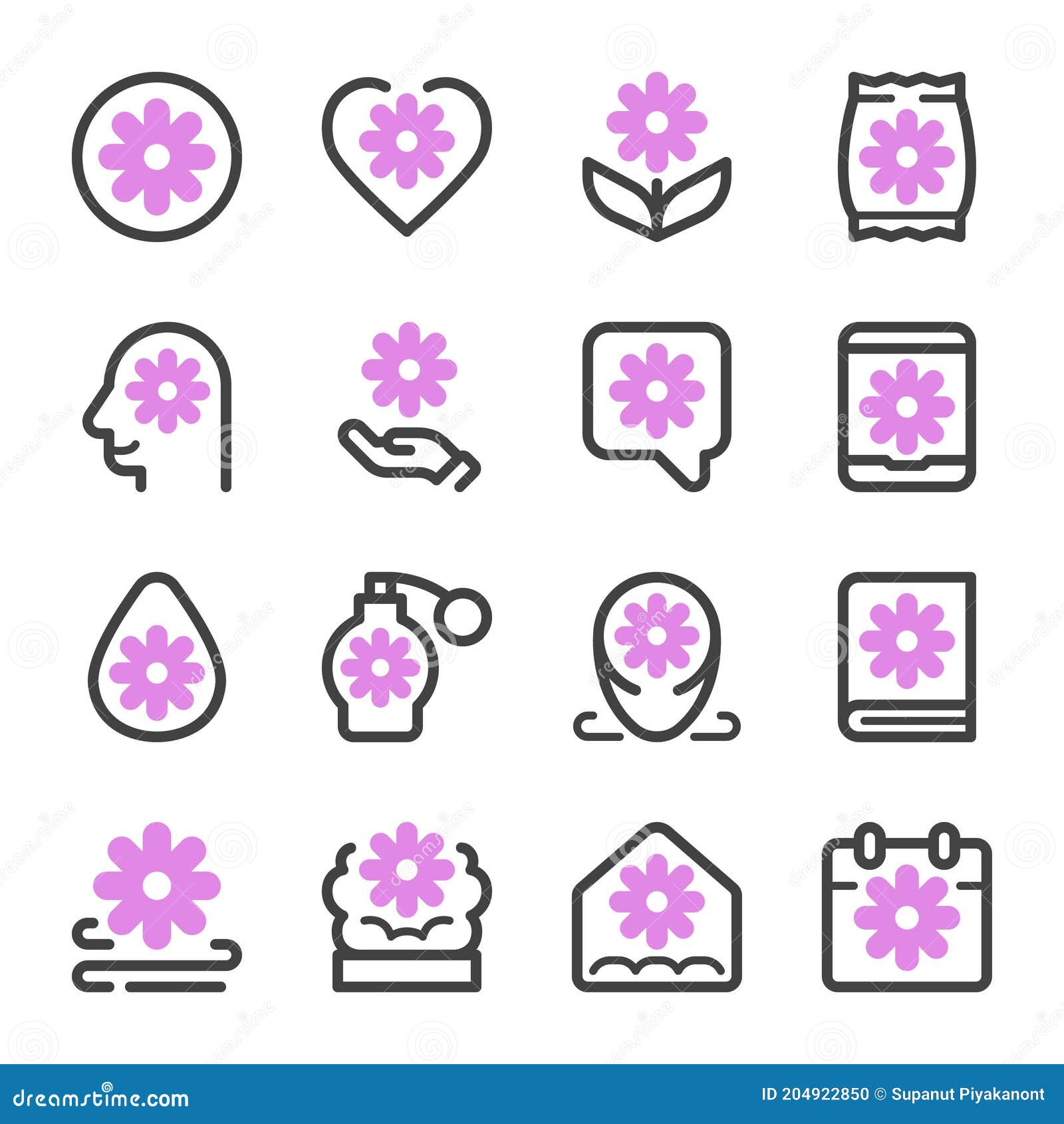 Flower icon set stock vector. Illustration of calendar - 204922850