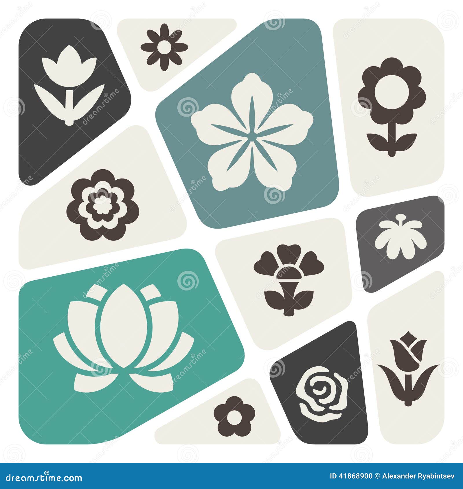 Flower Icon. Set Of Decorative Rose Silhouettes. Vector Rose ...