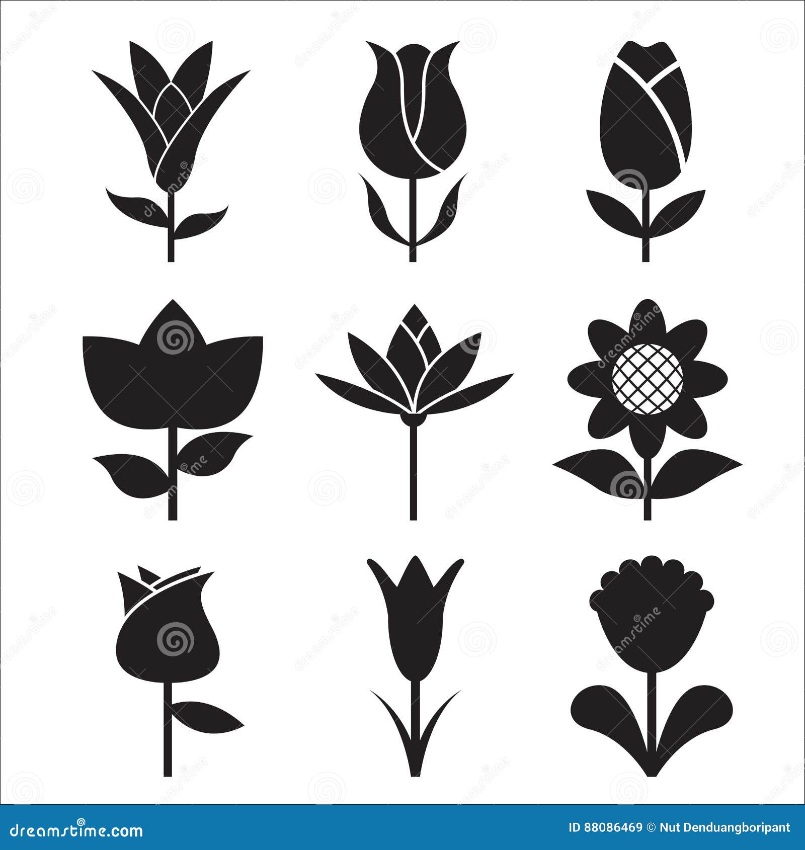Flower Icon Side view Set stock vector. Illustration of side - 88086469