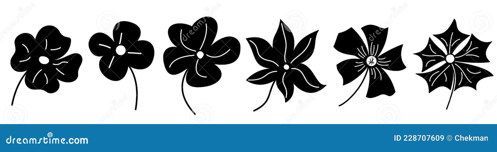 Flower Icons. Set of Black Flower Icons. Vector Illustration Stock ...