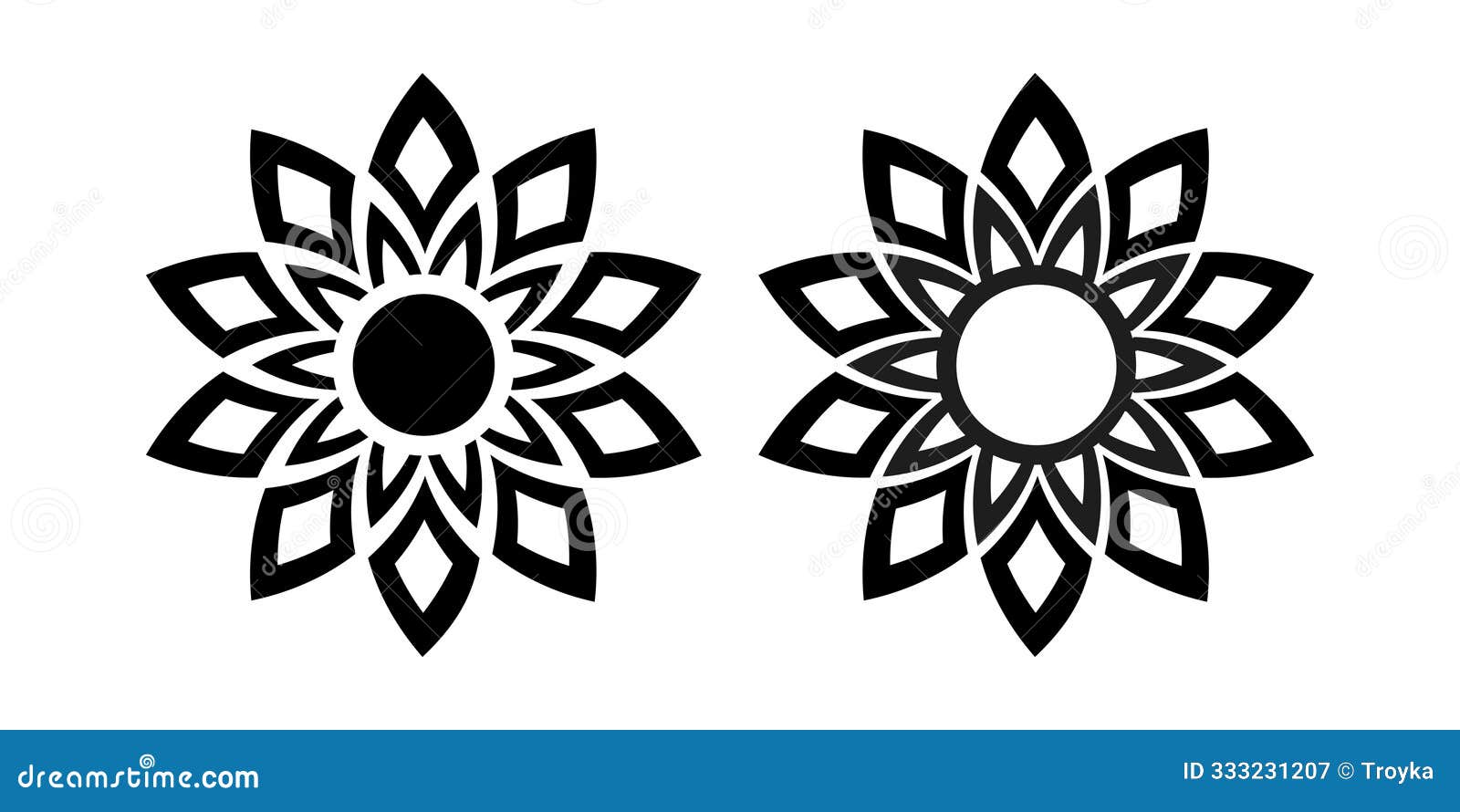 Flower Icons Set. Radial Circle Design Elements Stock Illustration ...