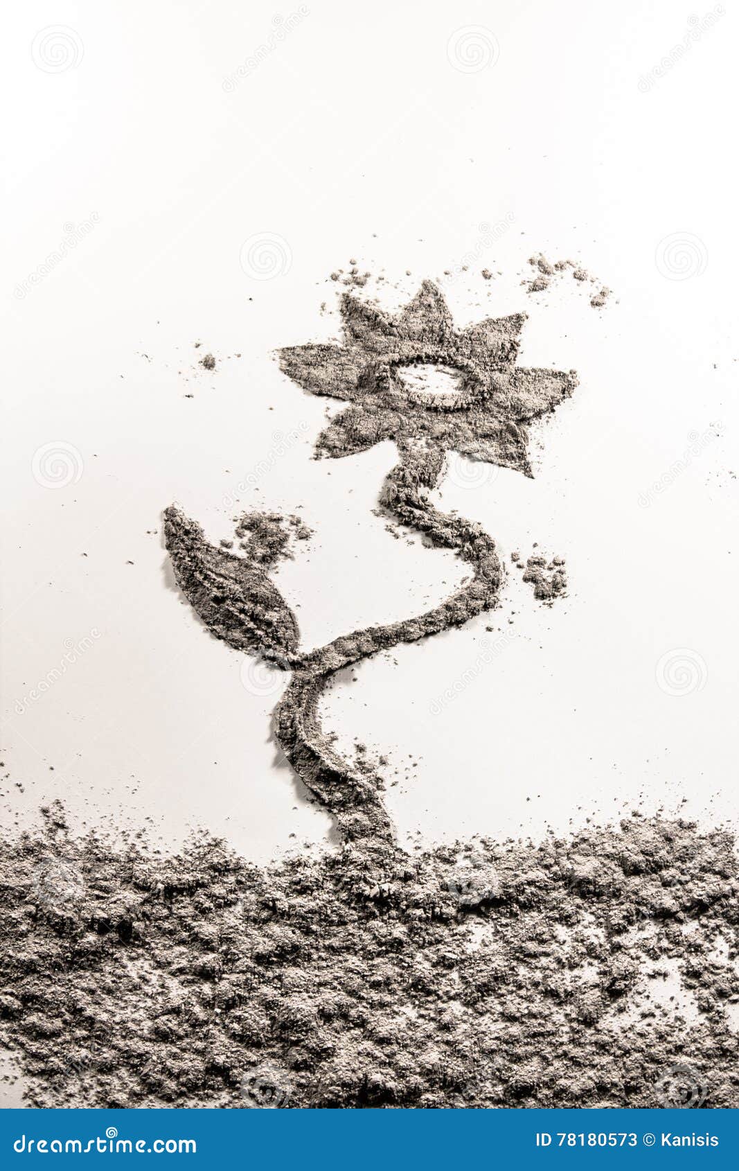 Flower Illustration Made of Scattered Pile of Dust, Ash, Sand Stock ...