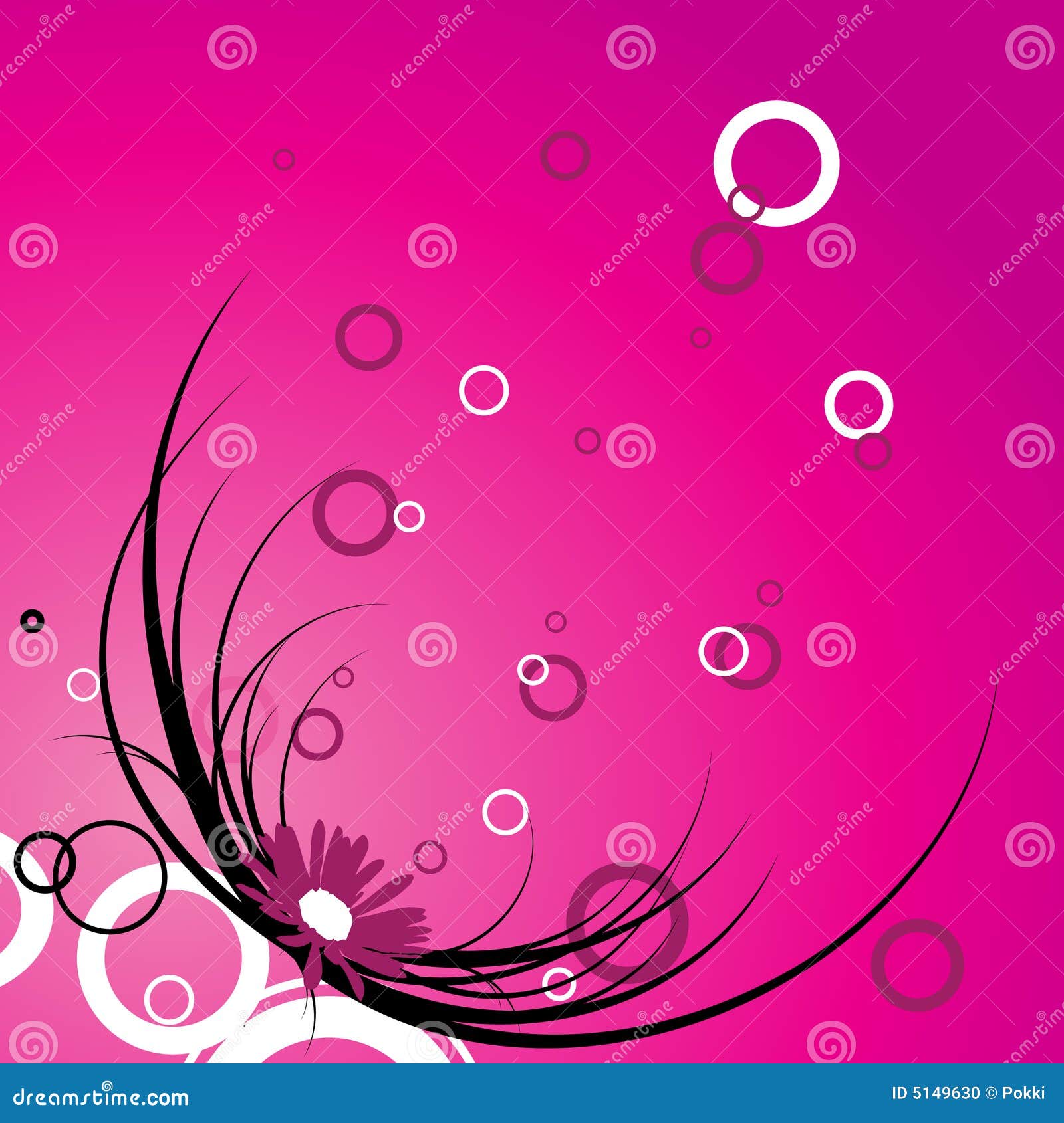 Flower Illustration on Pink. Stock Vector - Illustration of circles ...