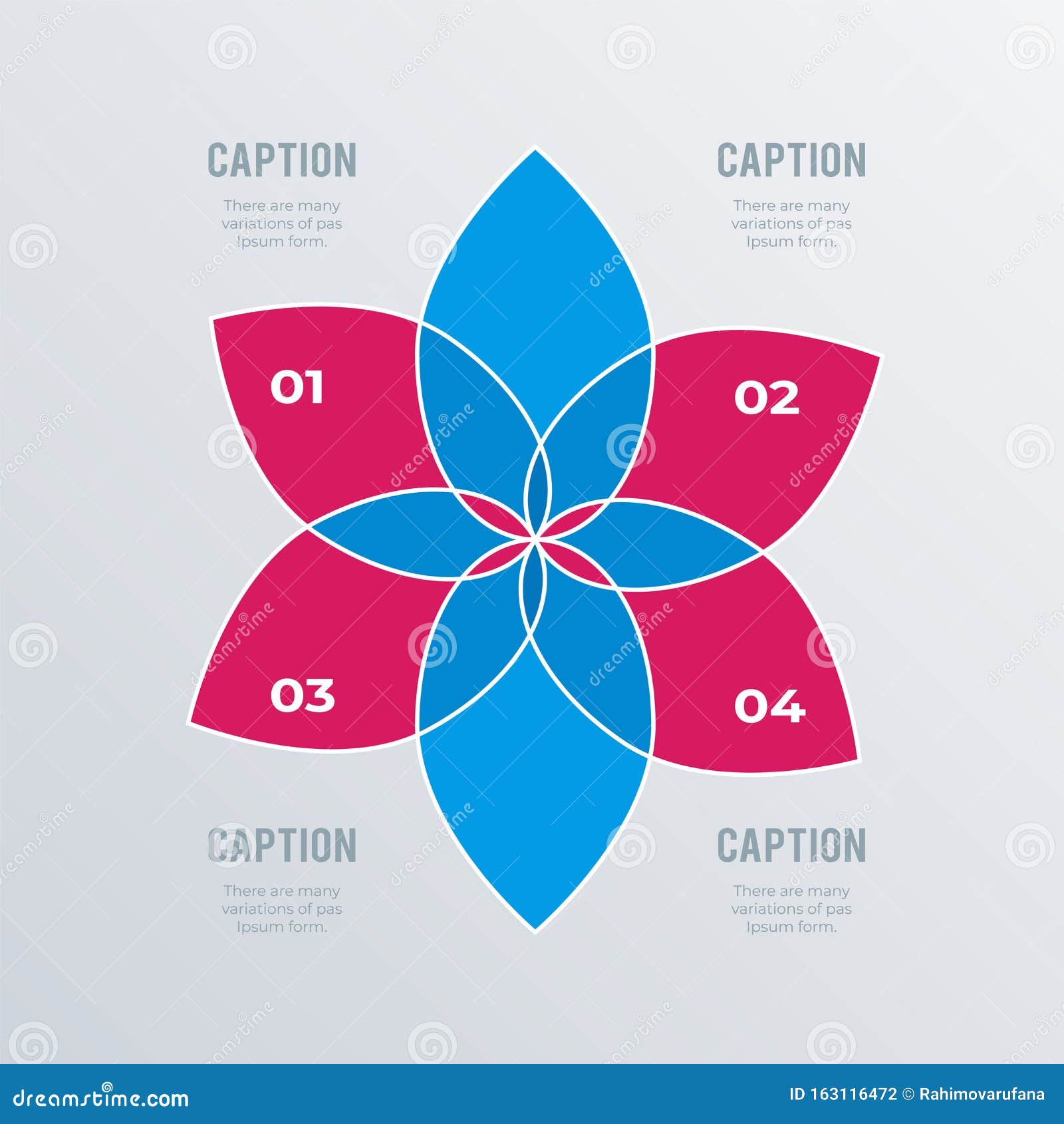 Flower Infographic Template Design. Business Concept Infograph with 4 ...