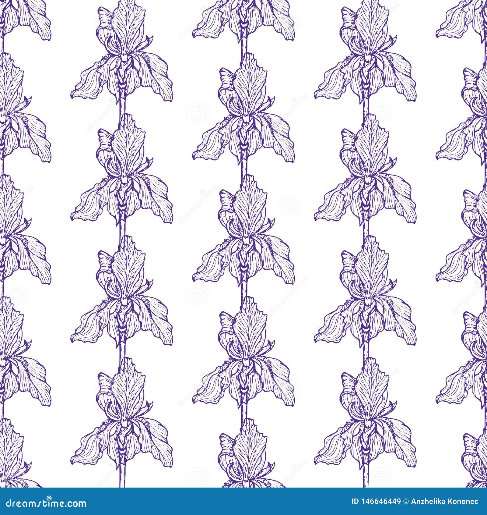 Flower Iris Pattern Blue stock illustration. Illustration of nature ...