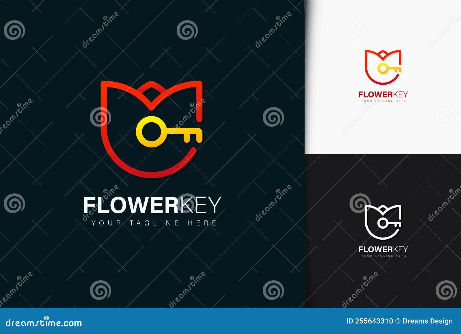 Flower Key Logo Design with Gradient Stock Vector - Illustration of ...