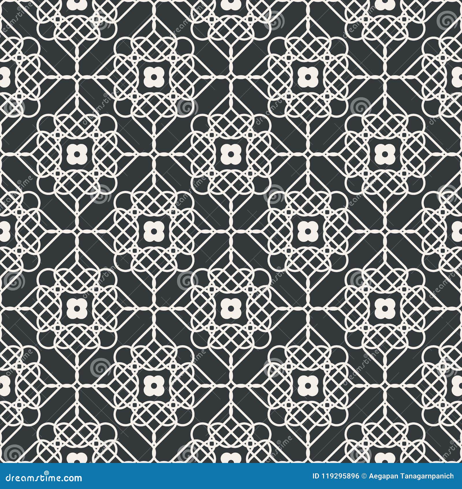 Flower Lace Line Seamless Abstract Pattern Monochrome or Two Col Stock ...