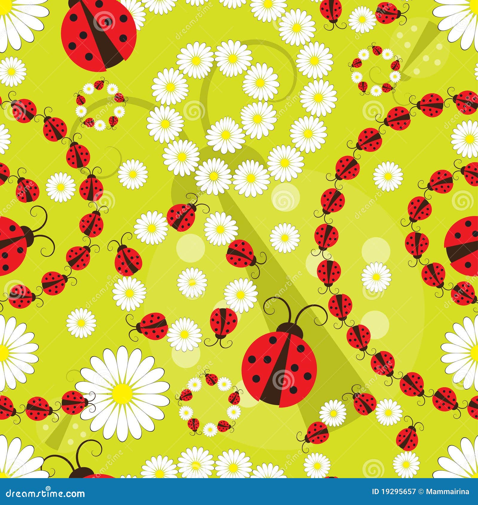 Flower and Ladybird Seamless Pattern Stock Vector - Illustration of ...