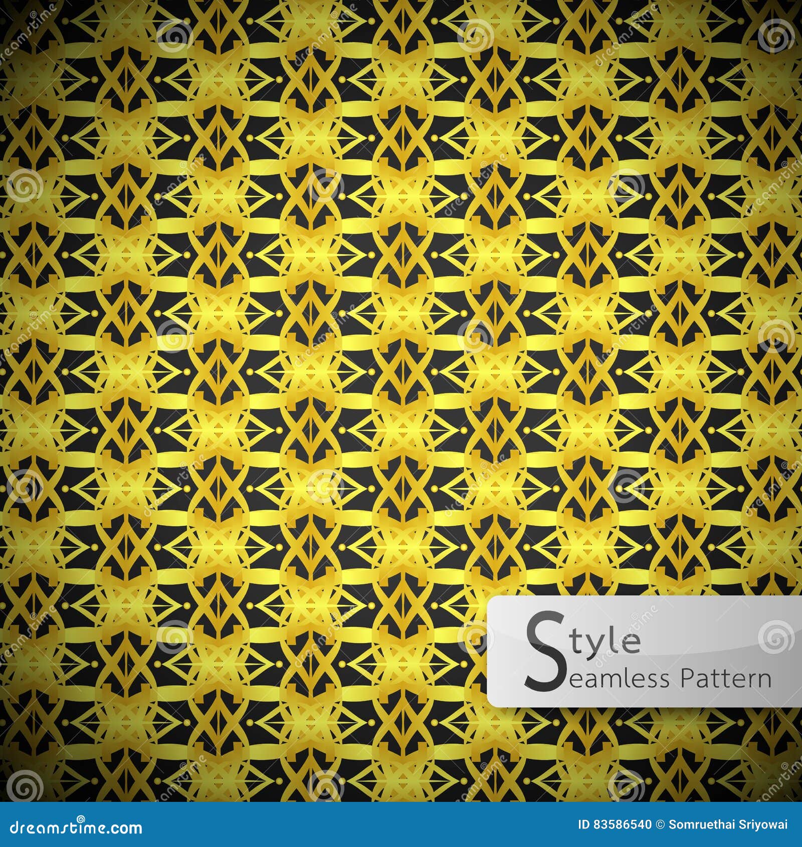 Flower Lattice Loop Gold Vintage Geometric Seamless Pattern Vector ...