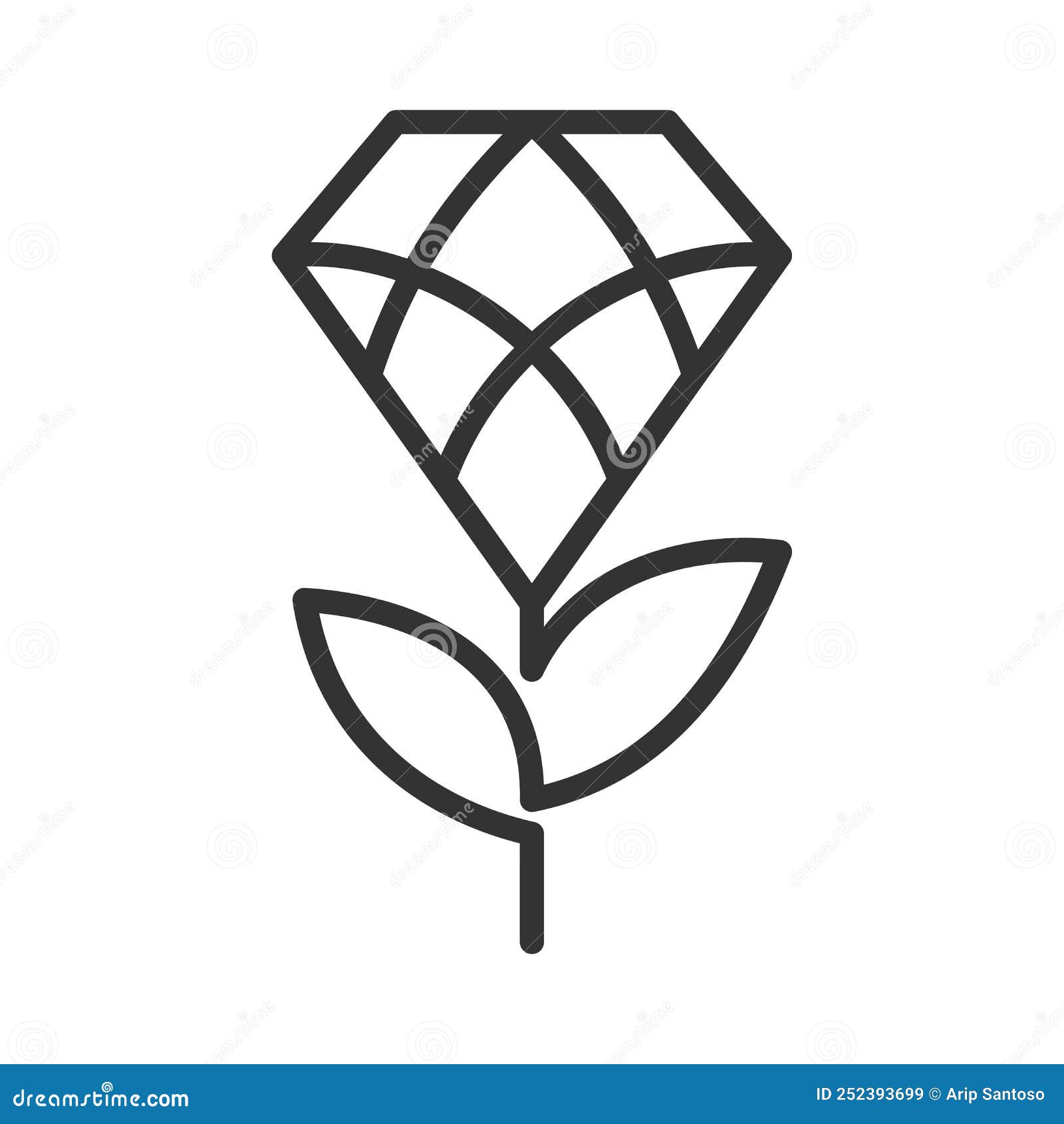 Flower Leaf Diamond Logo Icon Illustration Brand Identity Stock Vector ...