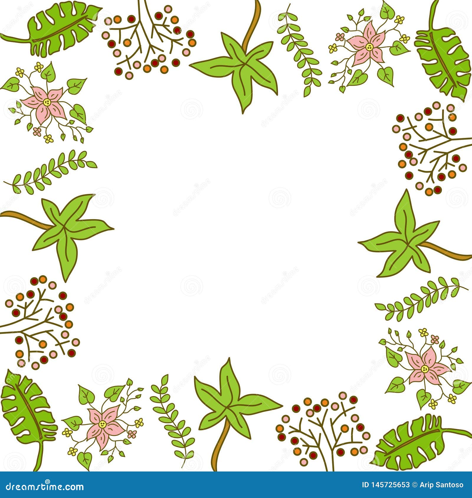 Flower Leaf Frame Empty Template Vector Stock Vector - Illustration of ...