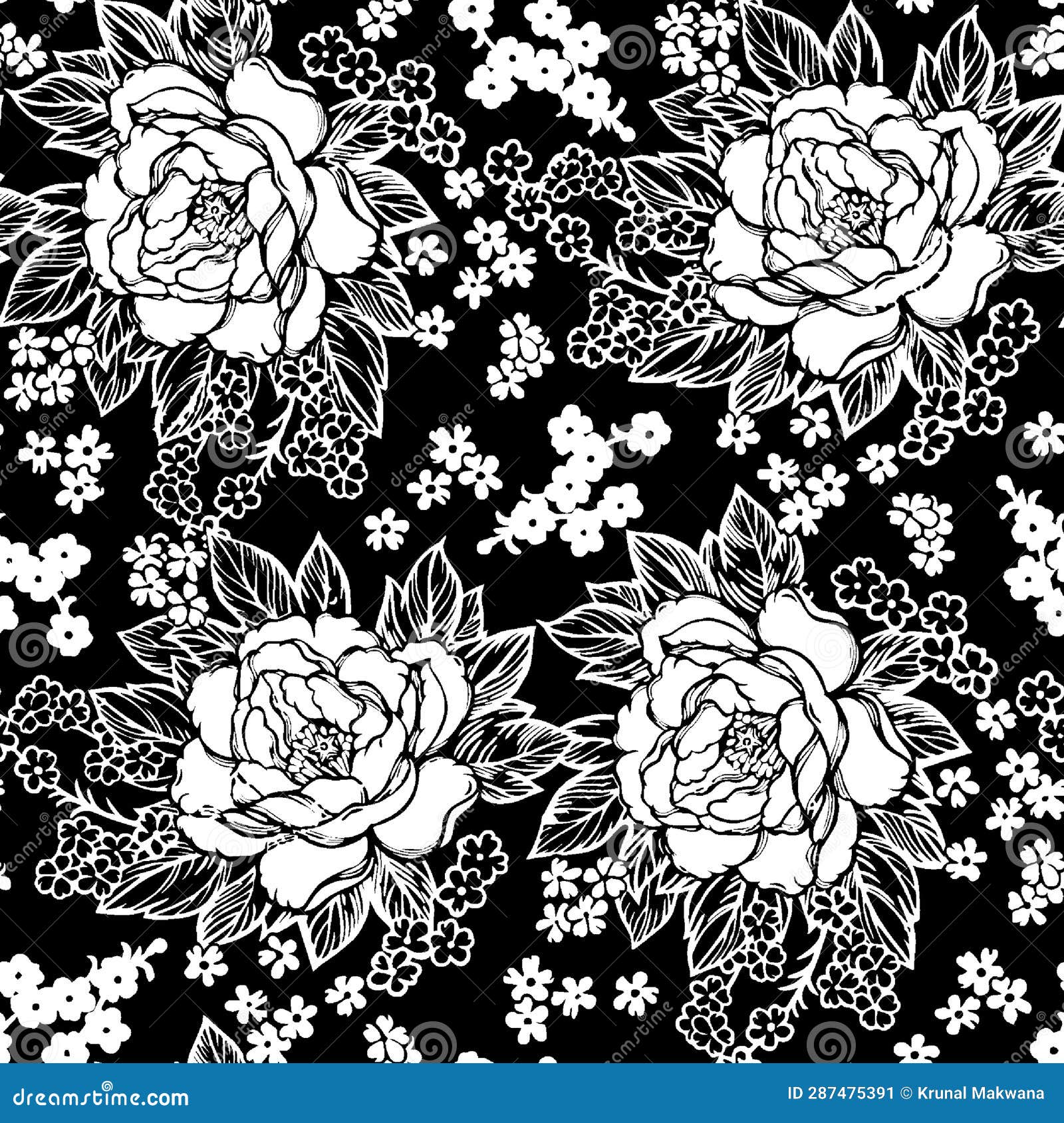 Flower and Leaf Pattern Trendy Print Design, Background, Texture, Tile ...