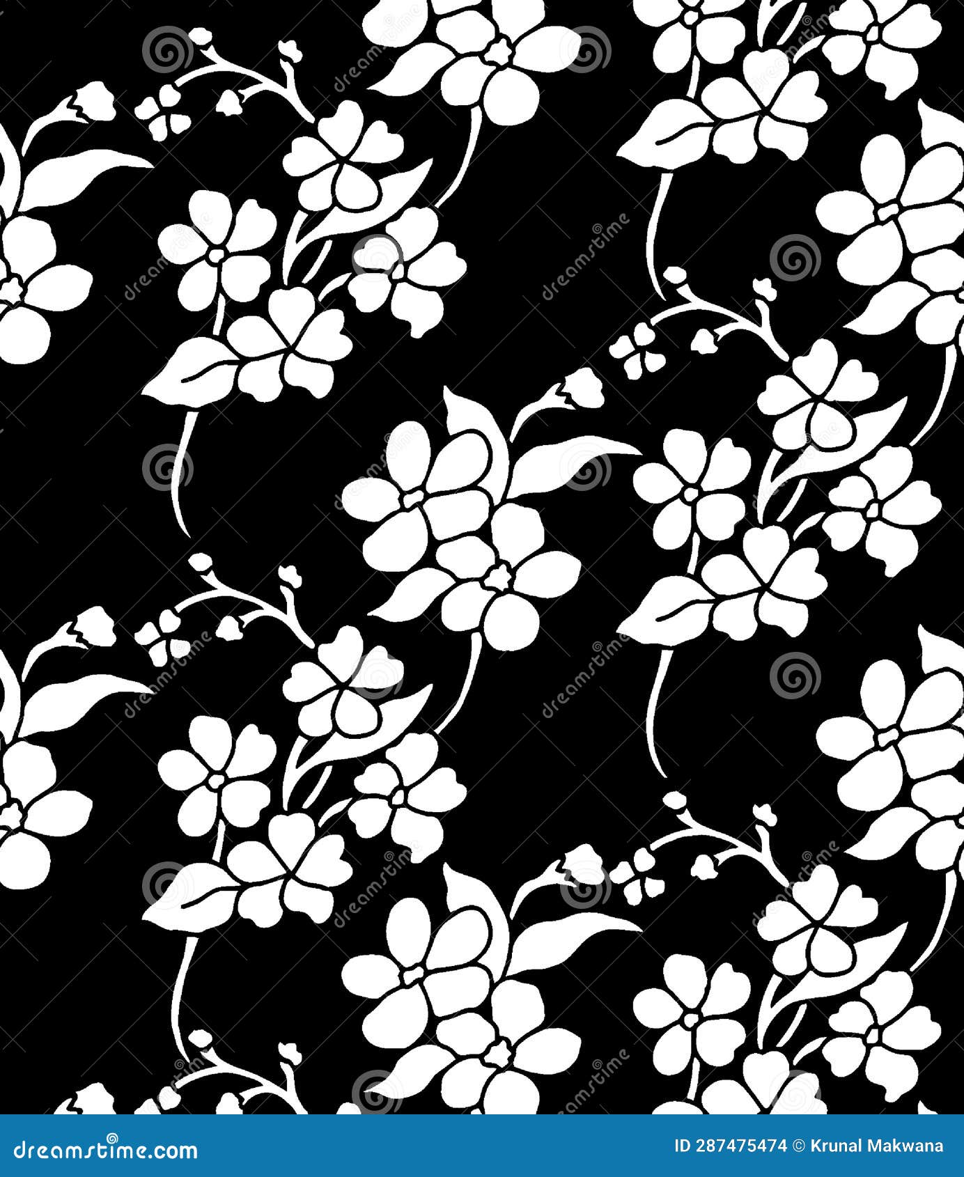 Flower and Leaf Pattern Trendy Print Design, Background, Texture, Tile ...