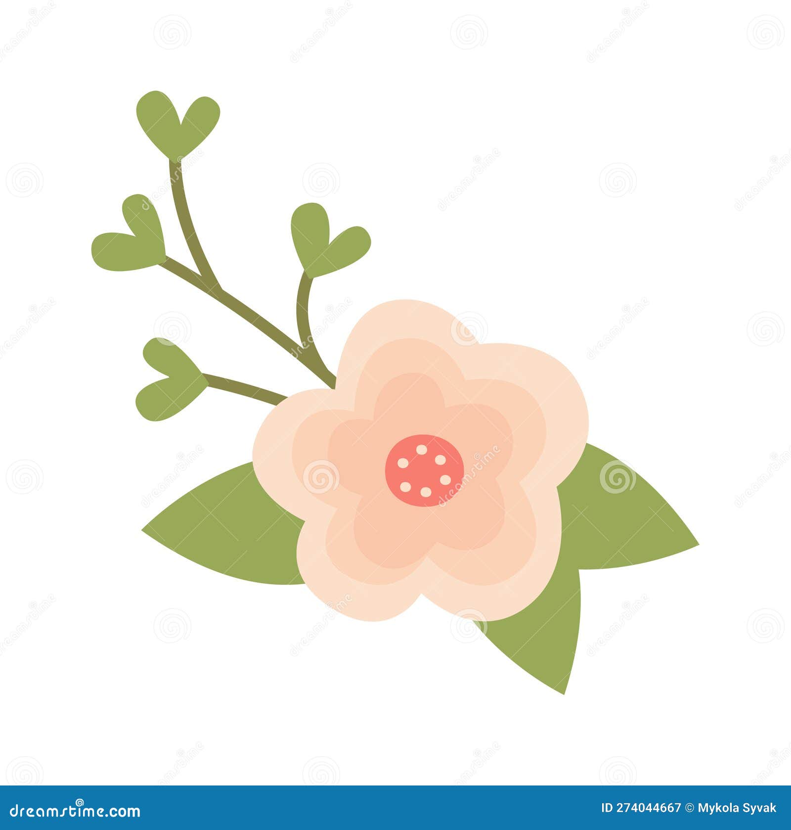 Flower with Leaves stock vector. Illustration of spring - 274044667