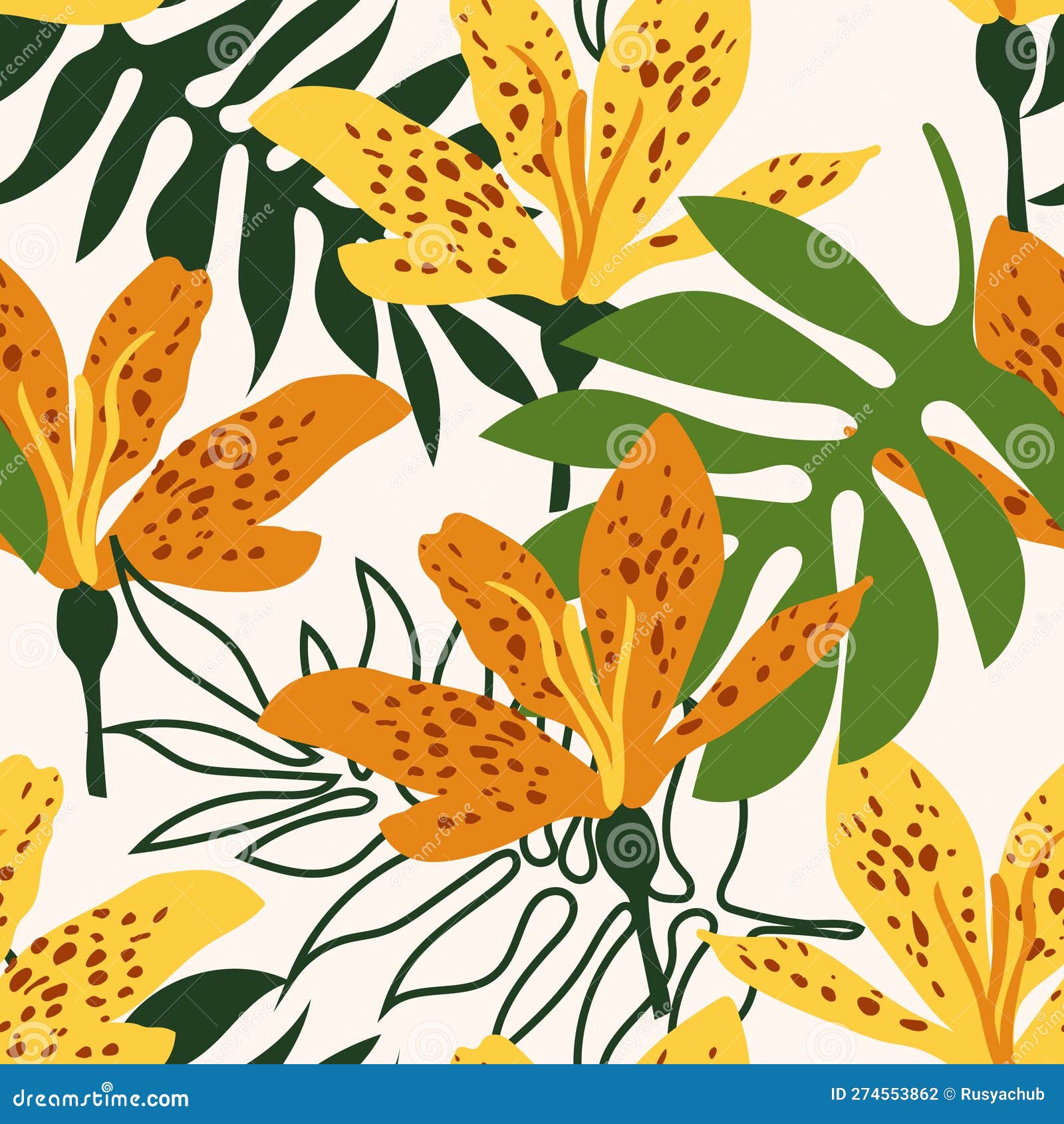 Tropical Leopard Flowers Modern Art Future Abstract and Artistic Palm ...