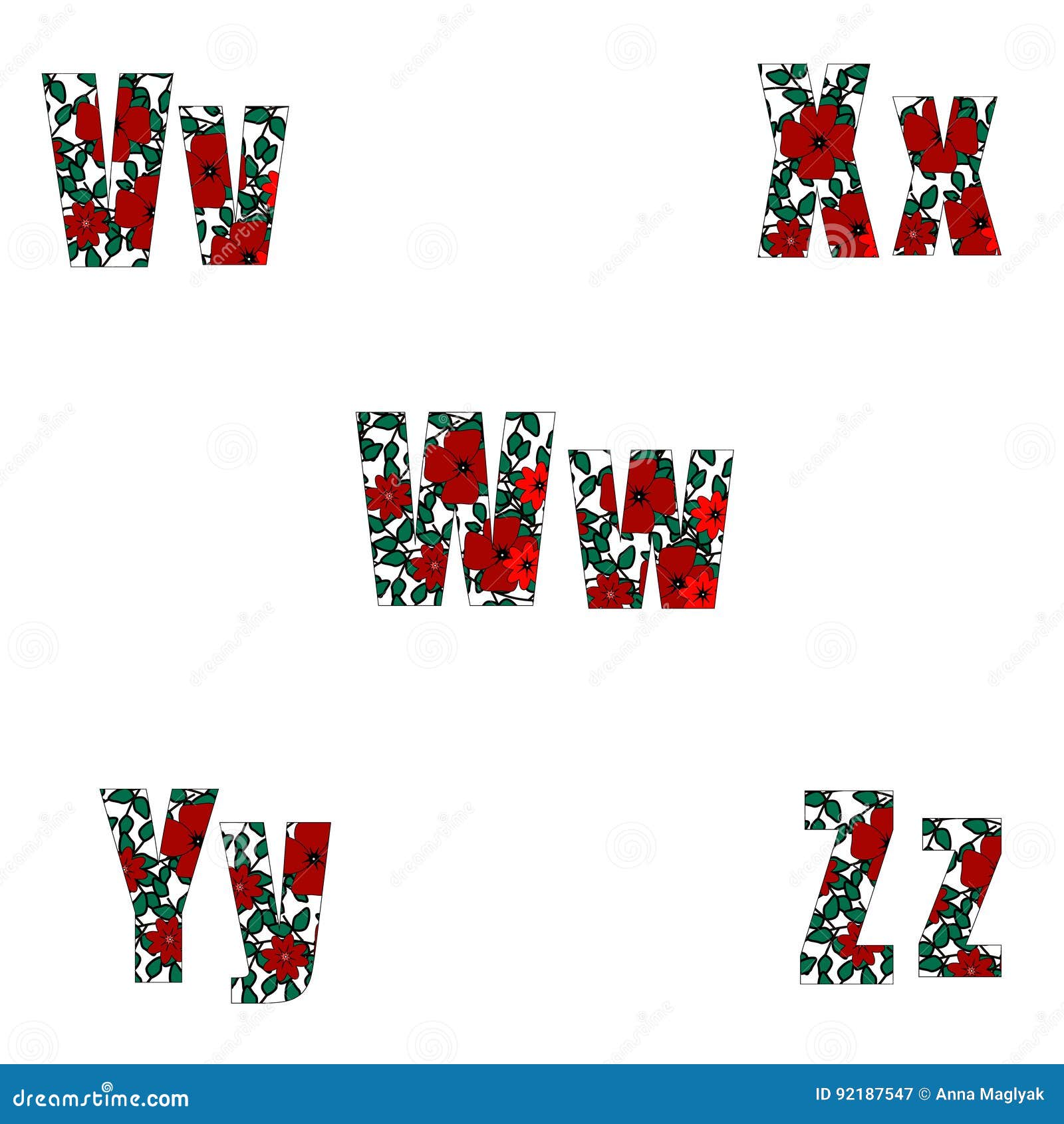 Flower Letters. Vector Alphabet. Colorful Font. Lowercase and Uppercase ...