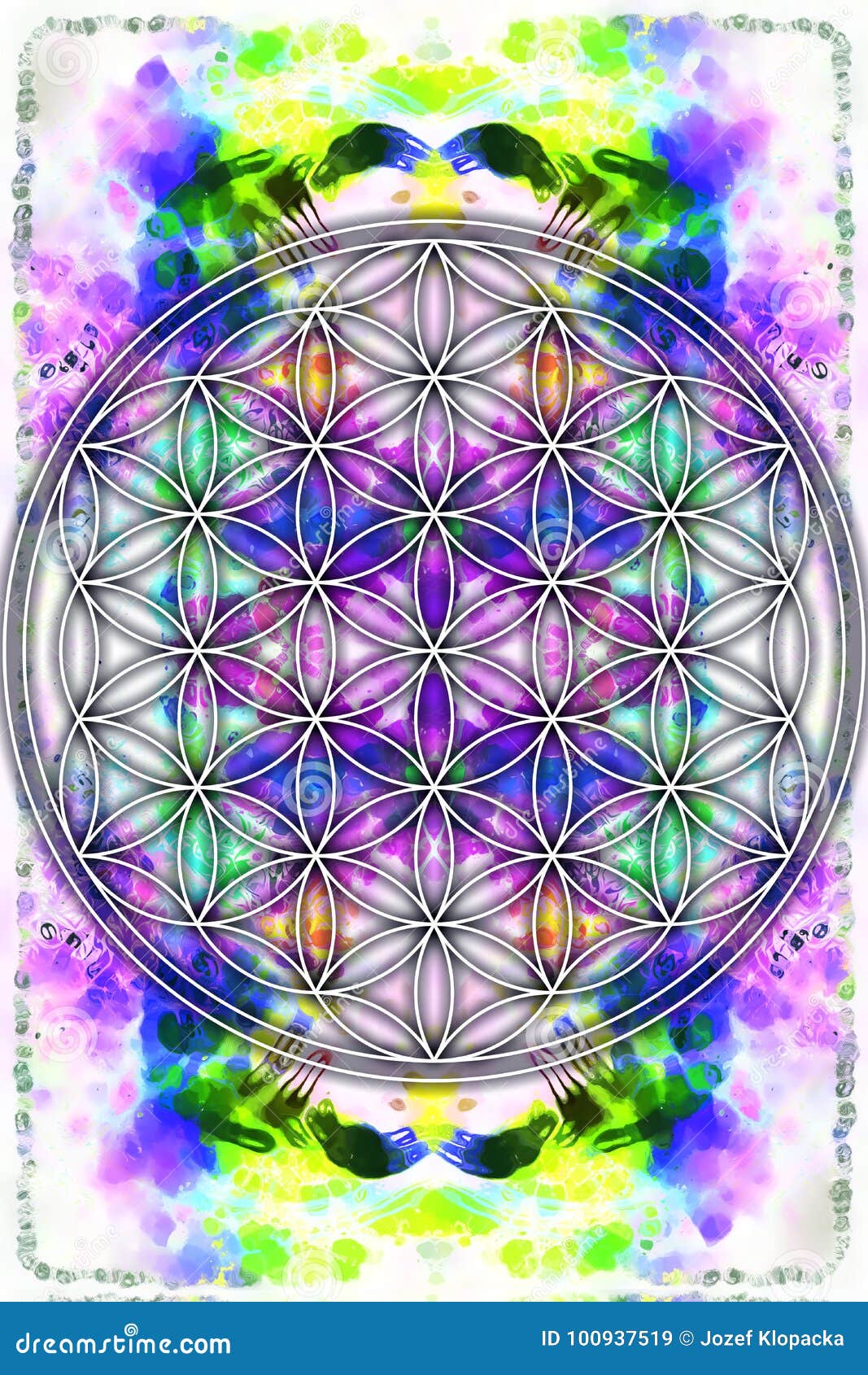 Flower of Life on Abstract Color Background. Stock Image - Image of ...