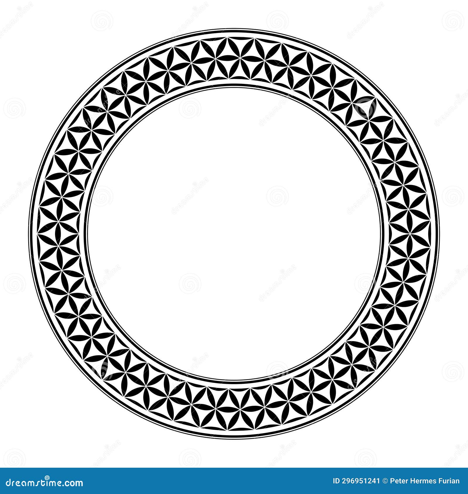 Flower of Life Pattern, Circle Frame and Decorative Border with Lens ...