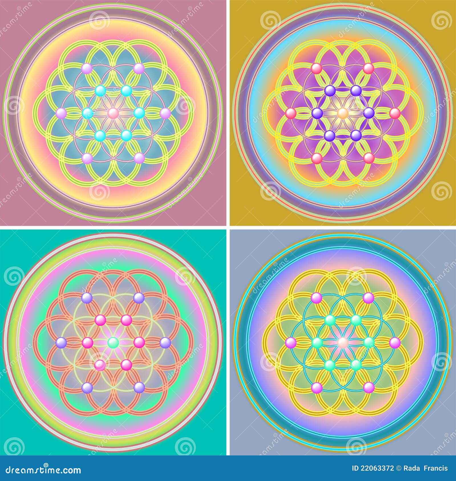 Flower of Life Set stock illustration. Illustration of glow - 22063372