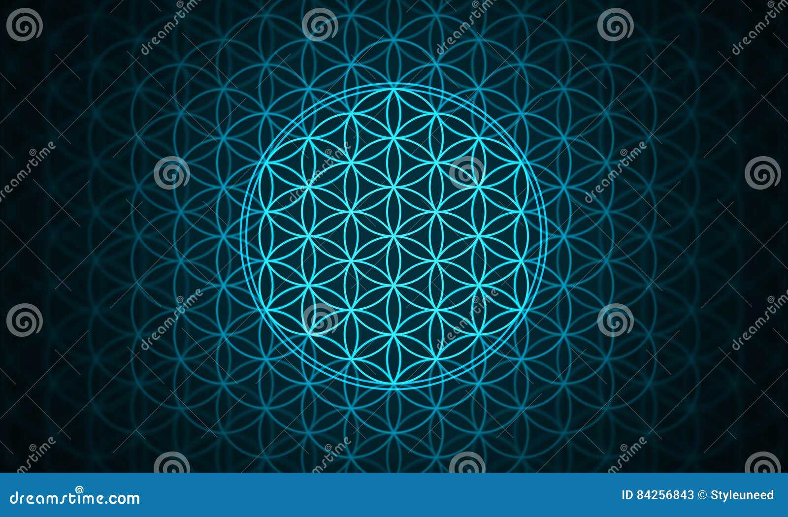 The Flower of Life Symbol Blue Stock Illustration - Illustration of ...