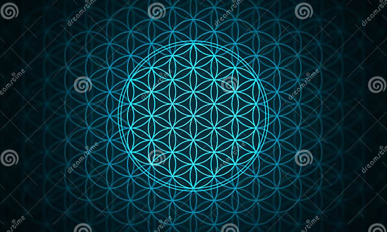 The Flower of Life Symbol Blue Stock Illustration - Illustration of ...