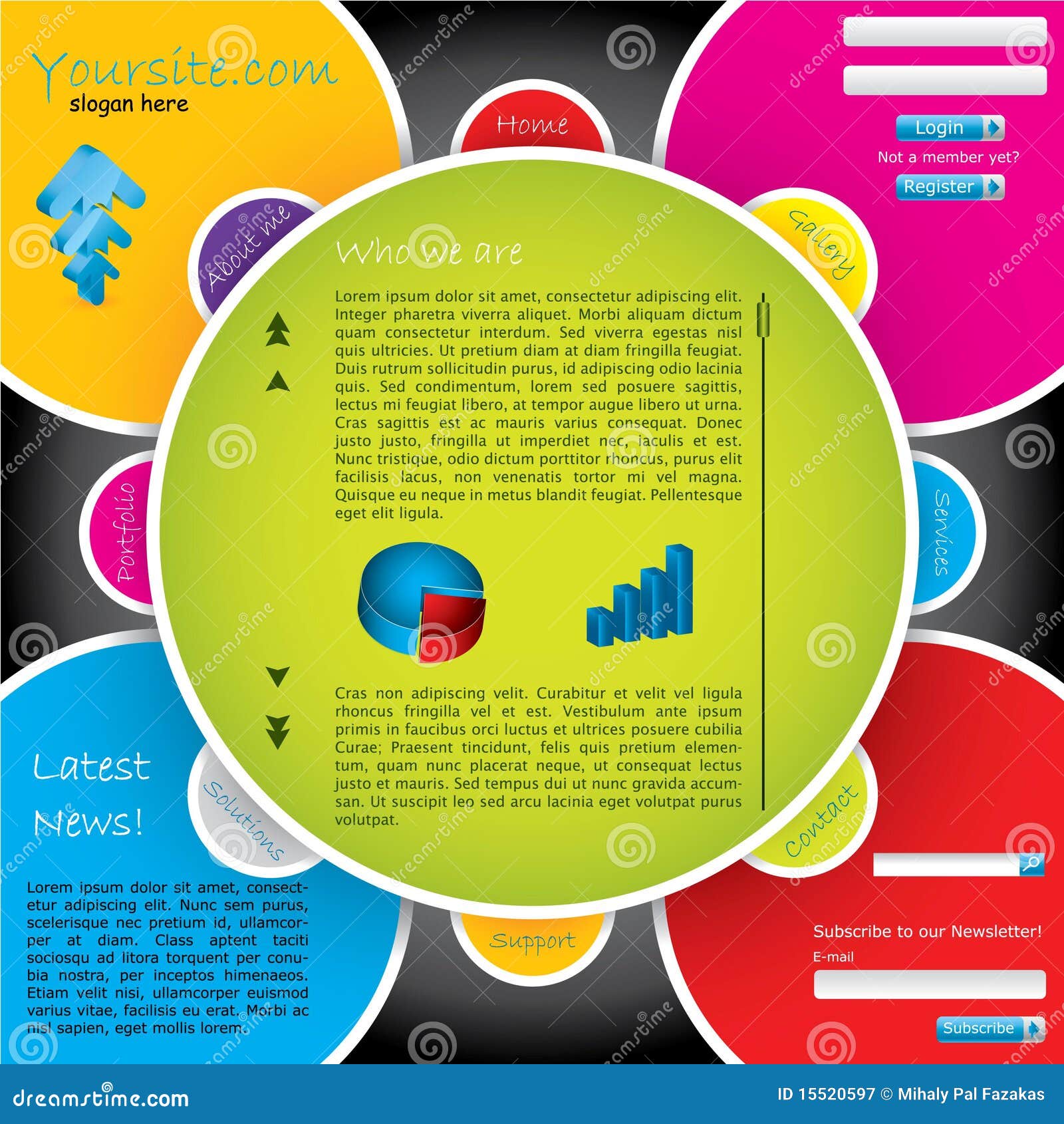 Flower-like web template stock vector. Illustration of internet - 15520597