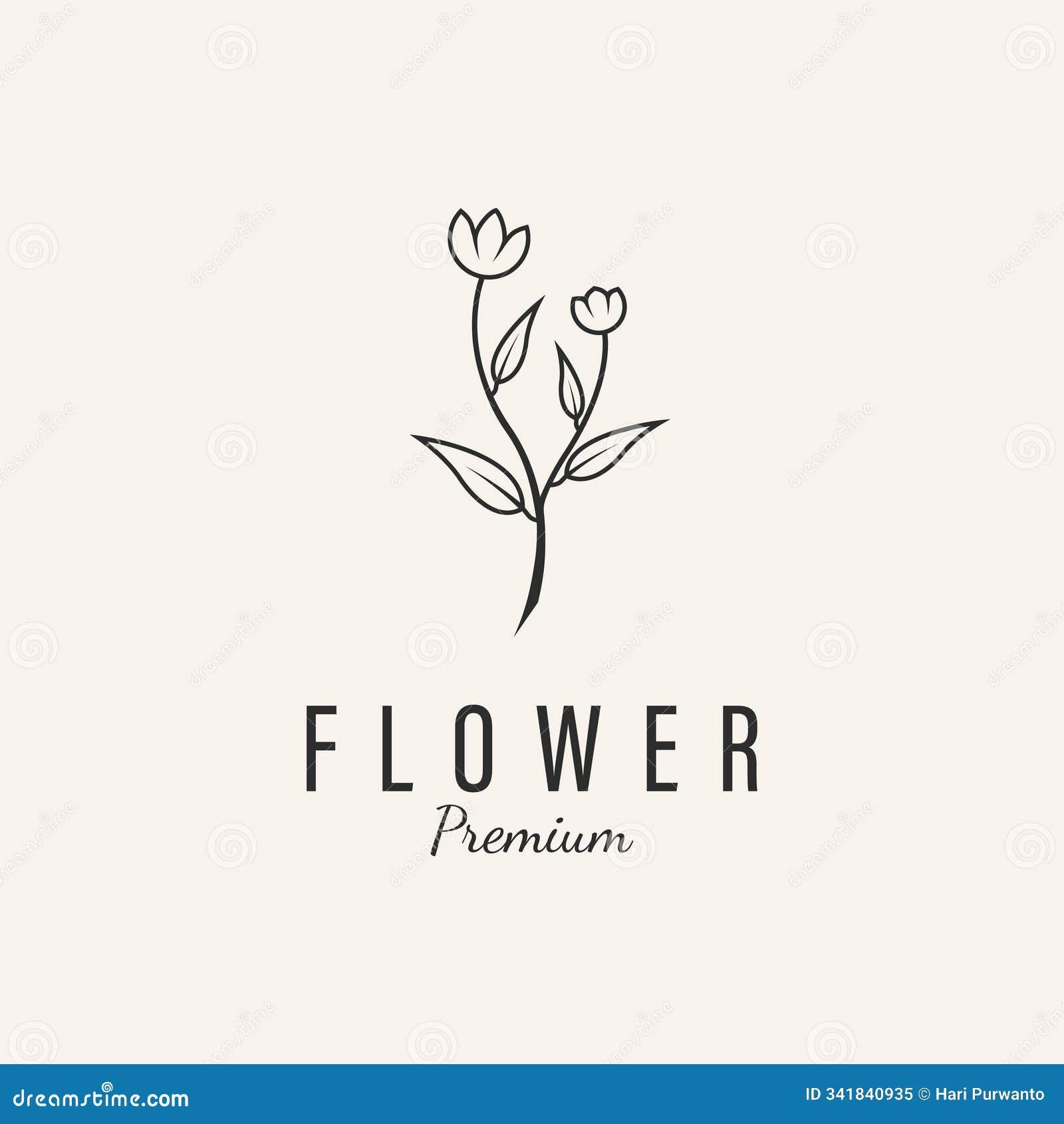 Flower Line Art Logo Design Vector Stock Illustration - Illustration of ...
