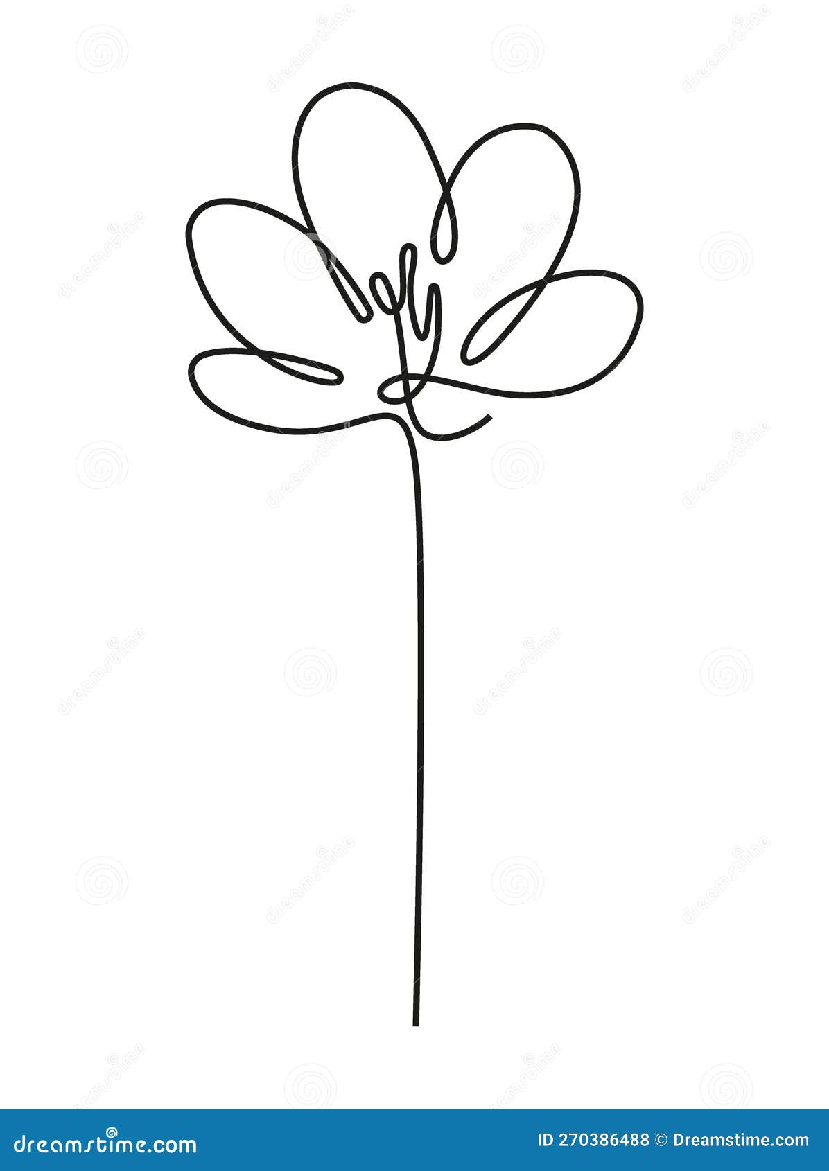 Flower Line Art. Minimalist Outline Pattern. Single Line Design Stock ...