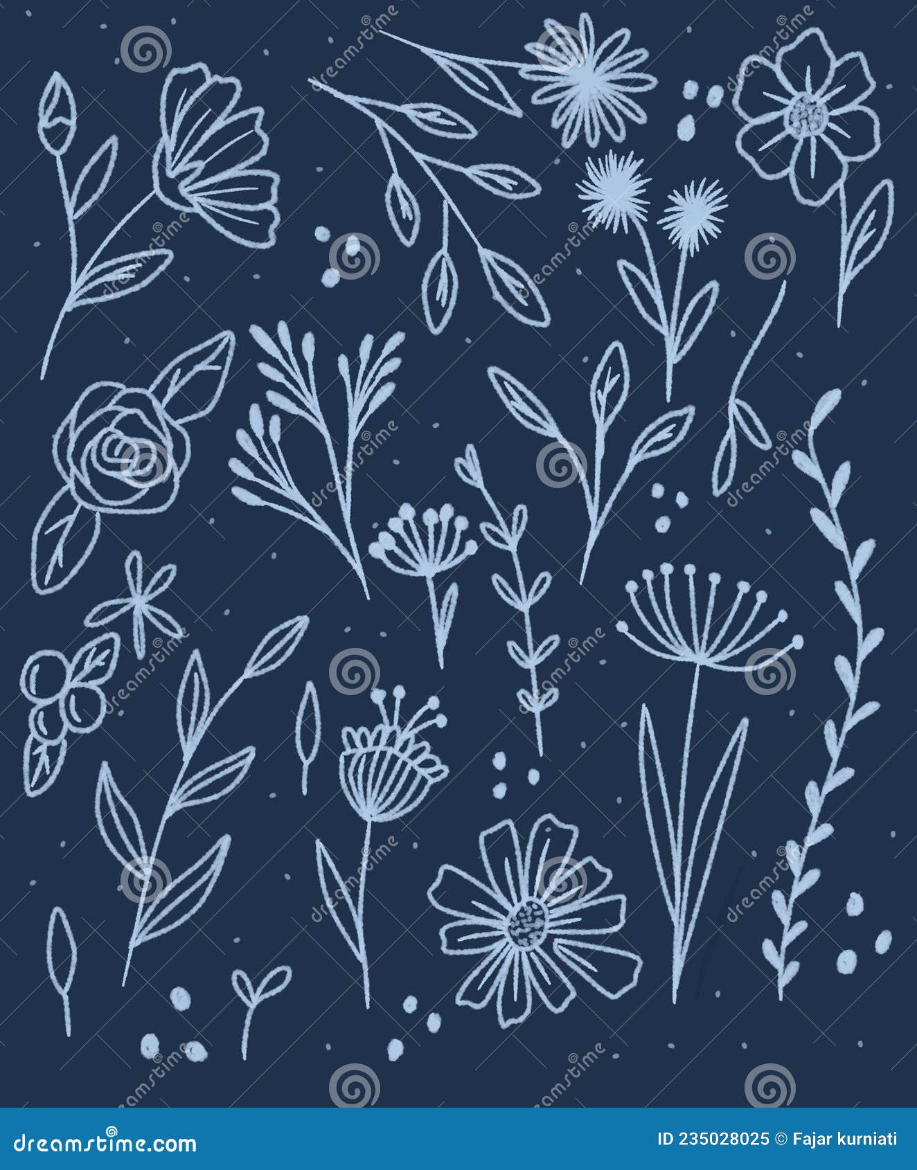Flower Line Art Pattern Desain Illustration | CartoonDealer.com #235028025