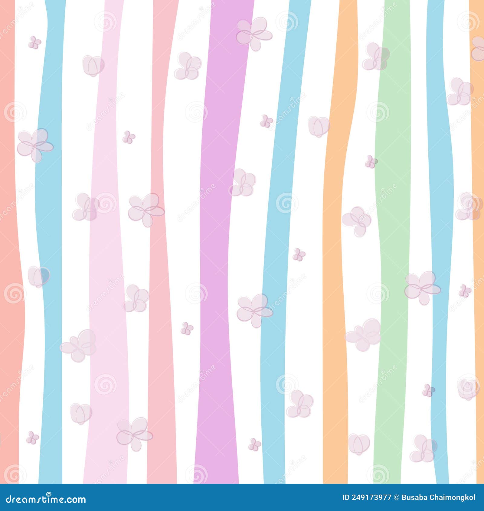 Flower and Line Background Vector in Cute Pastel Pattern Free Vector ...