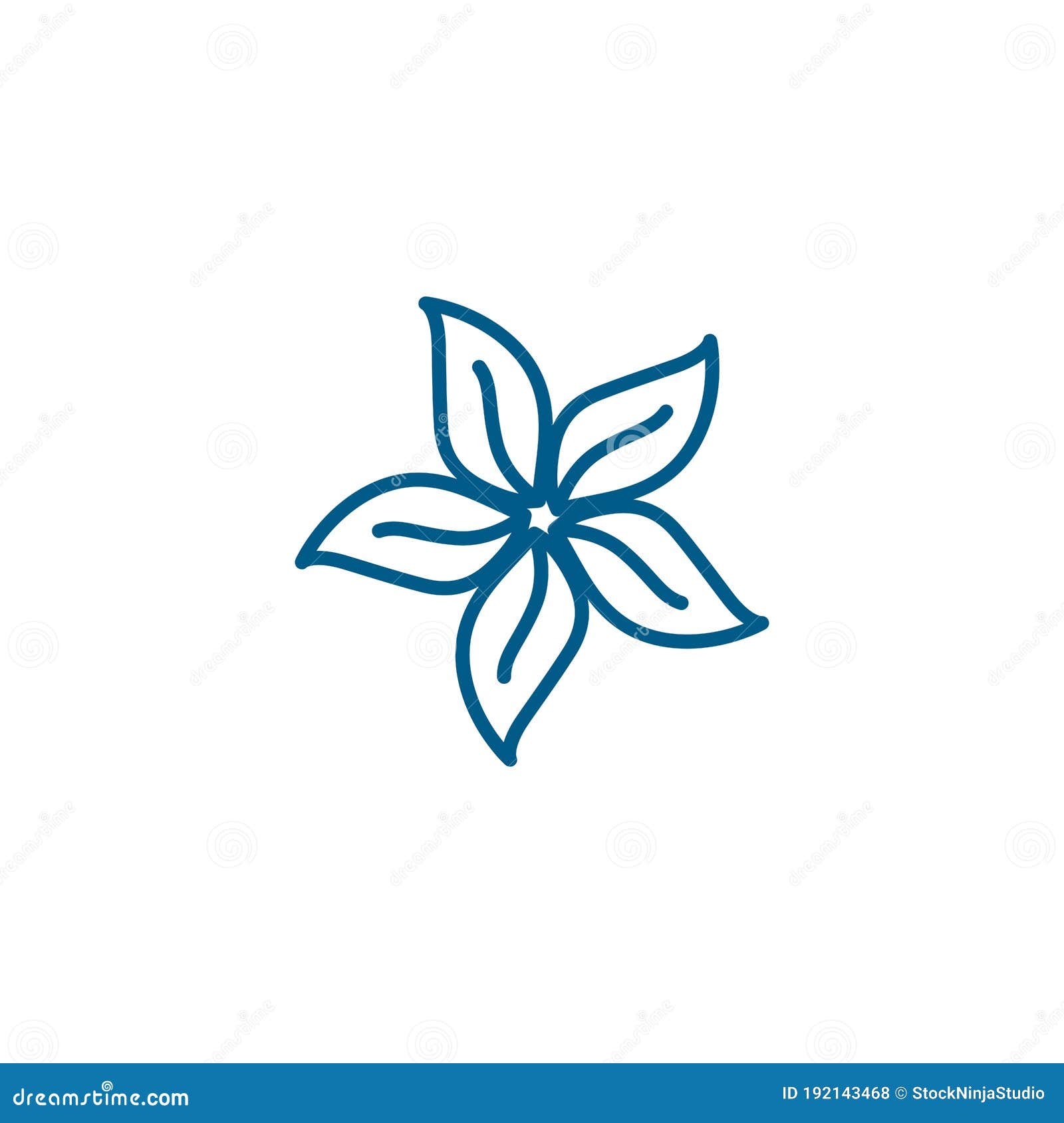 Flower Line Blue Icon on White Background. Blue Flat Style Vector ...