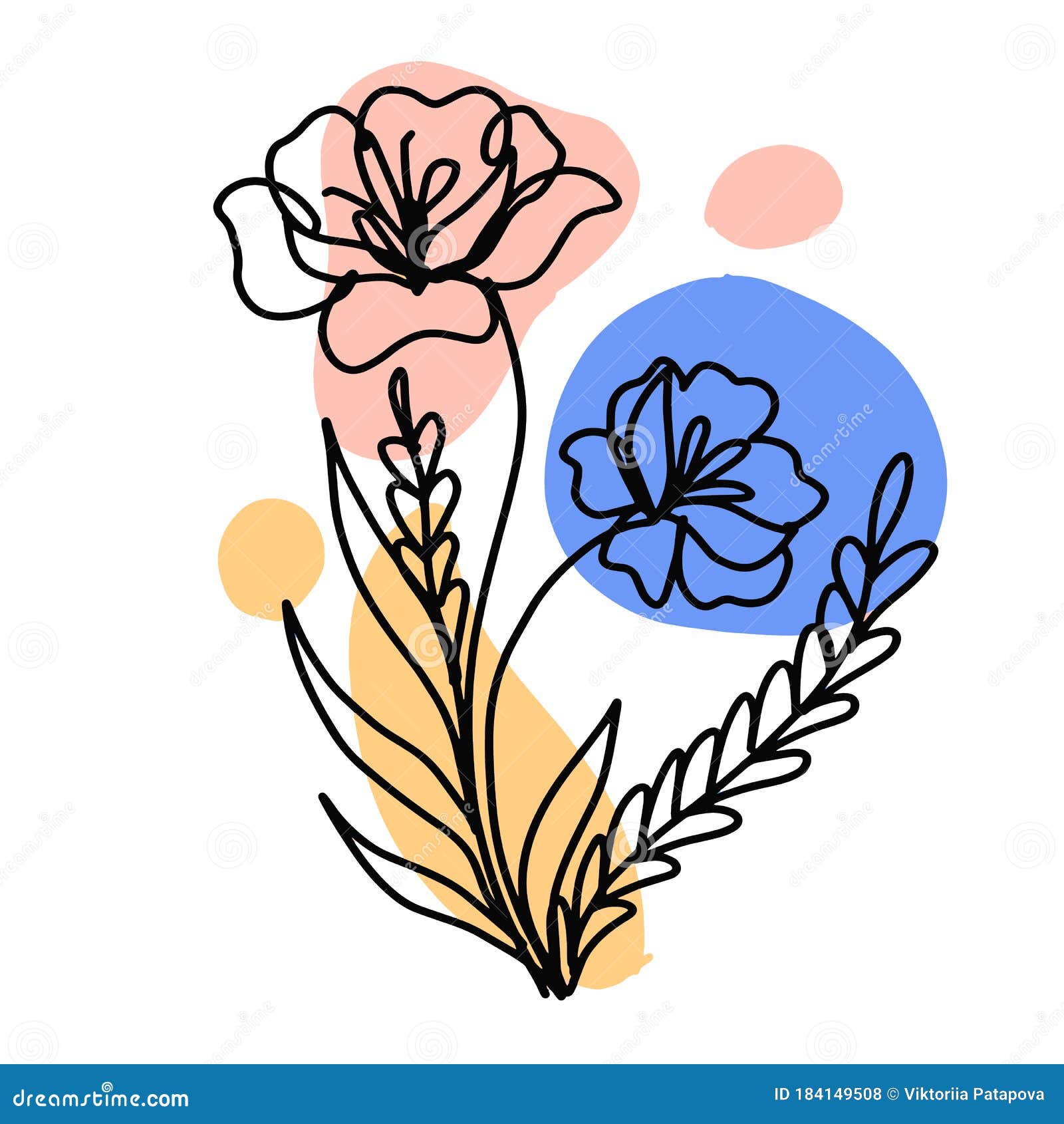 Flower Line Drawing. Abstract Minimal Modern Art Vector Stock Vector ...
