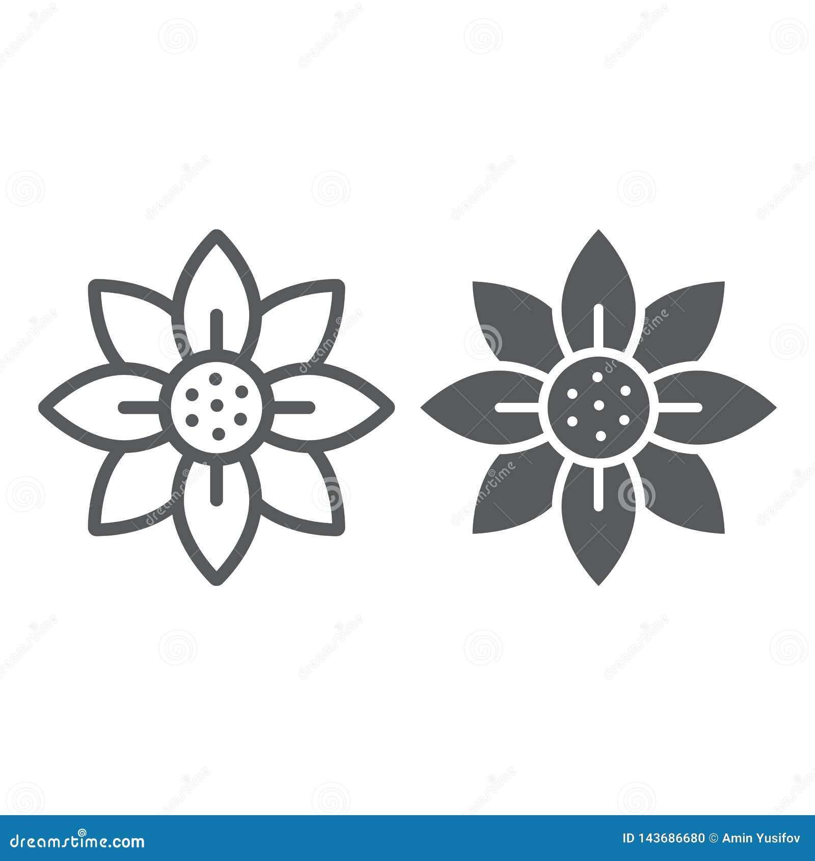 Flower Line and Glyph Icon, Blossom and Flora, Floral Sign, Vector ...