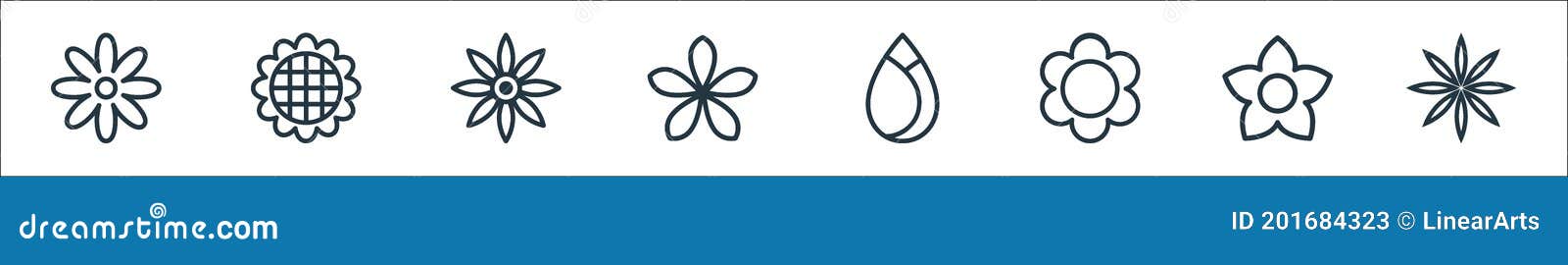 Flower Line Icons. Linear Set Stock Vector - Illustration of style ...