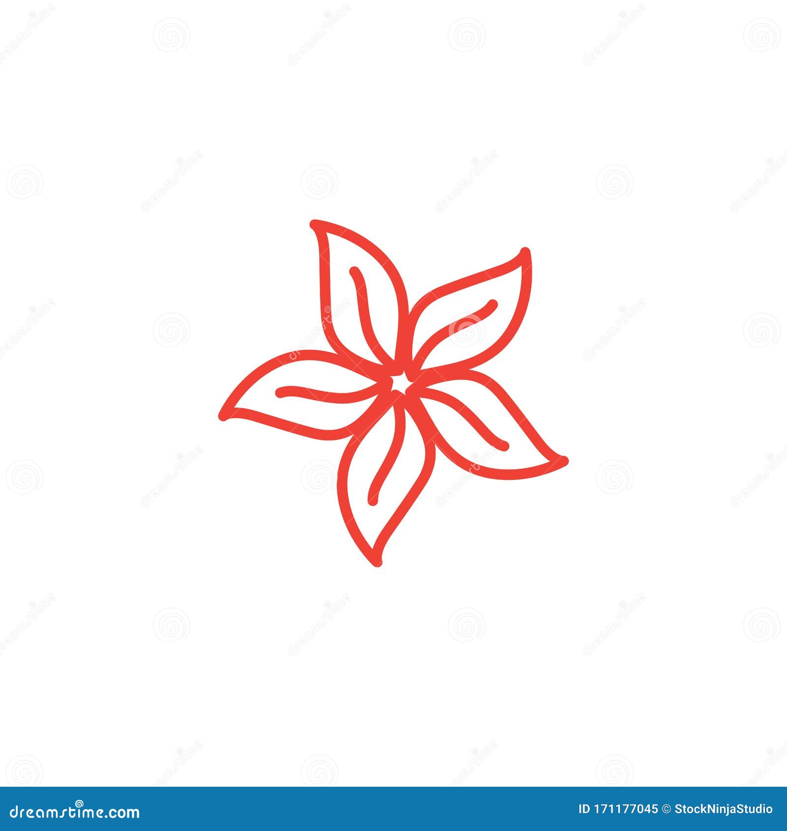 Flower Line Red Icon on White Background. Red Flat Style Vector ...