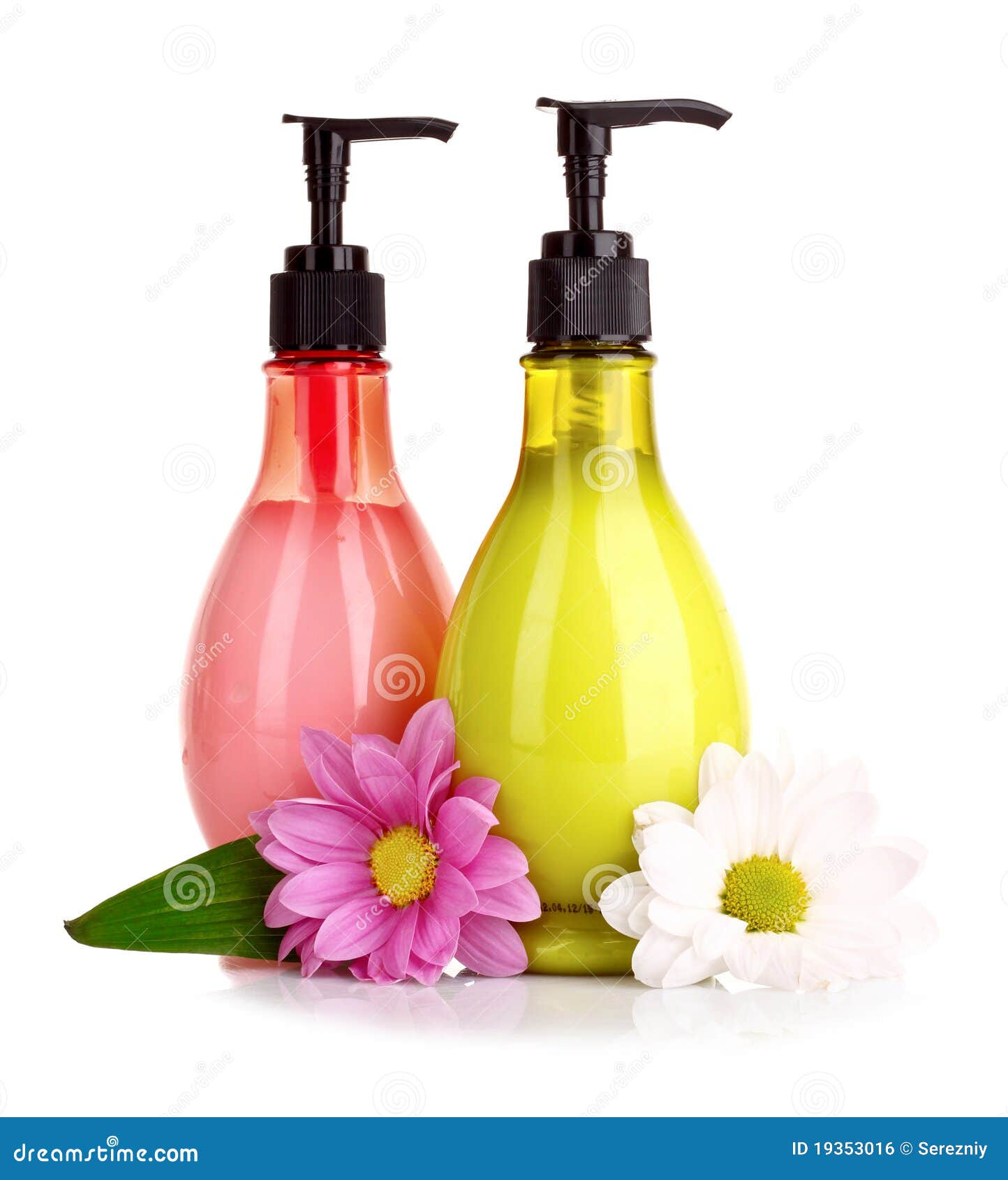 Flower and Liquid Soap Isolated Stock Photo - Image of healthy, relax ...