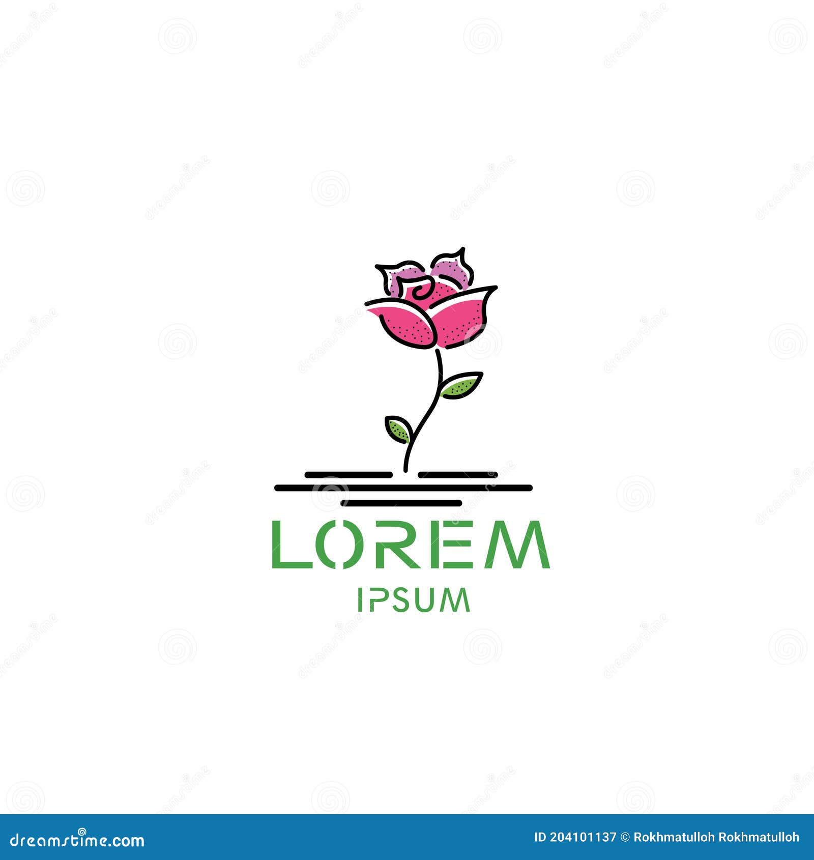 Flower Logo Simple Color Illustration and Outline Design Vector ...