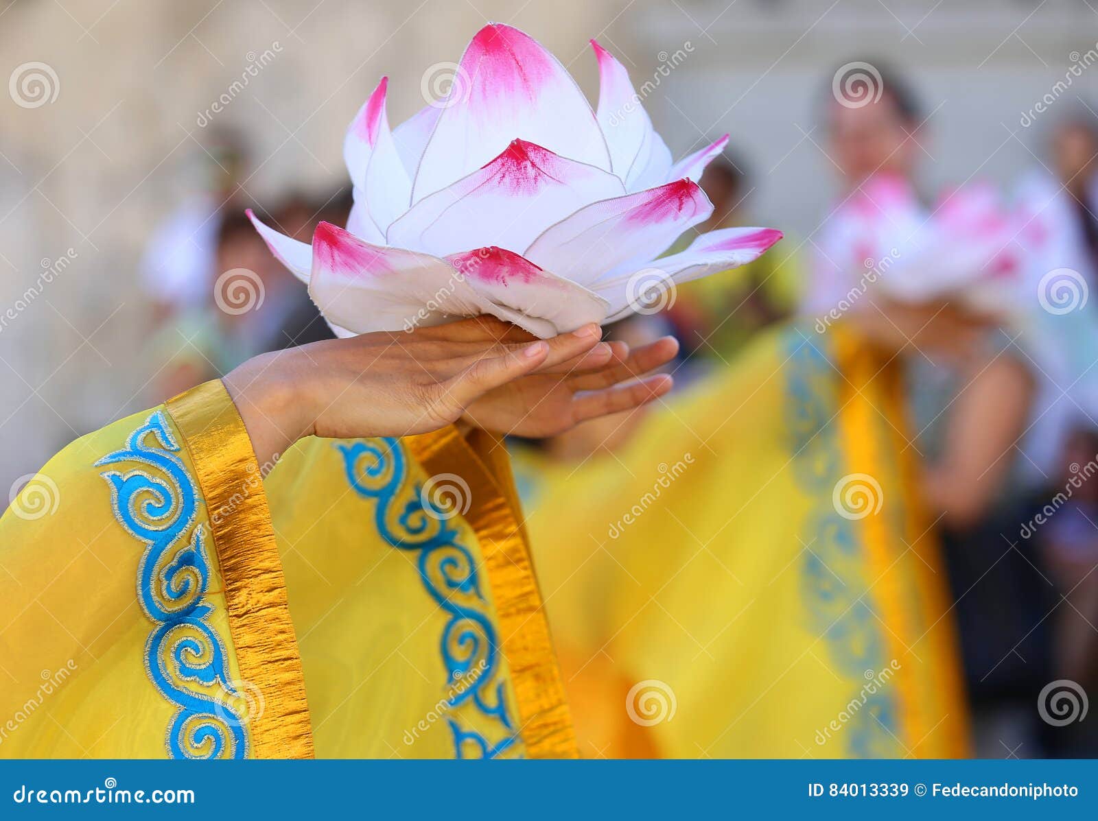 Flower Lotus Supported by the Hands of the Young Oriental Dancer Stock ...