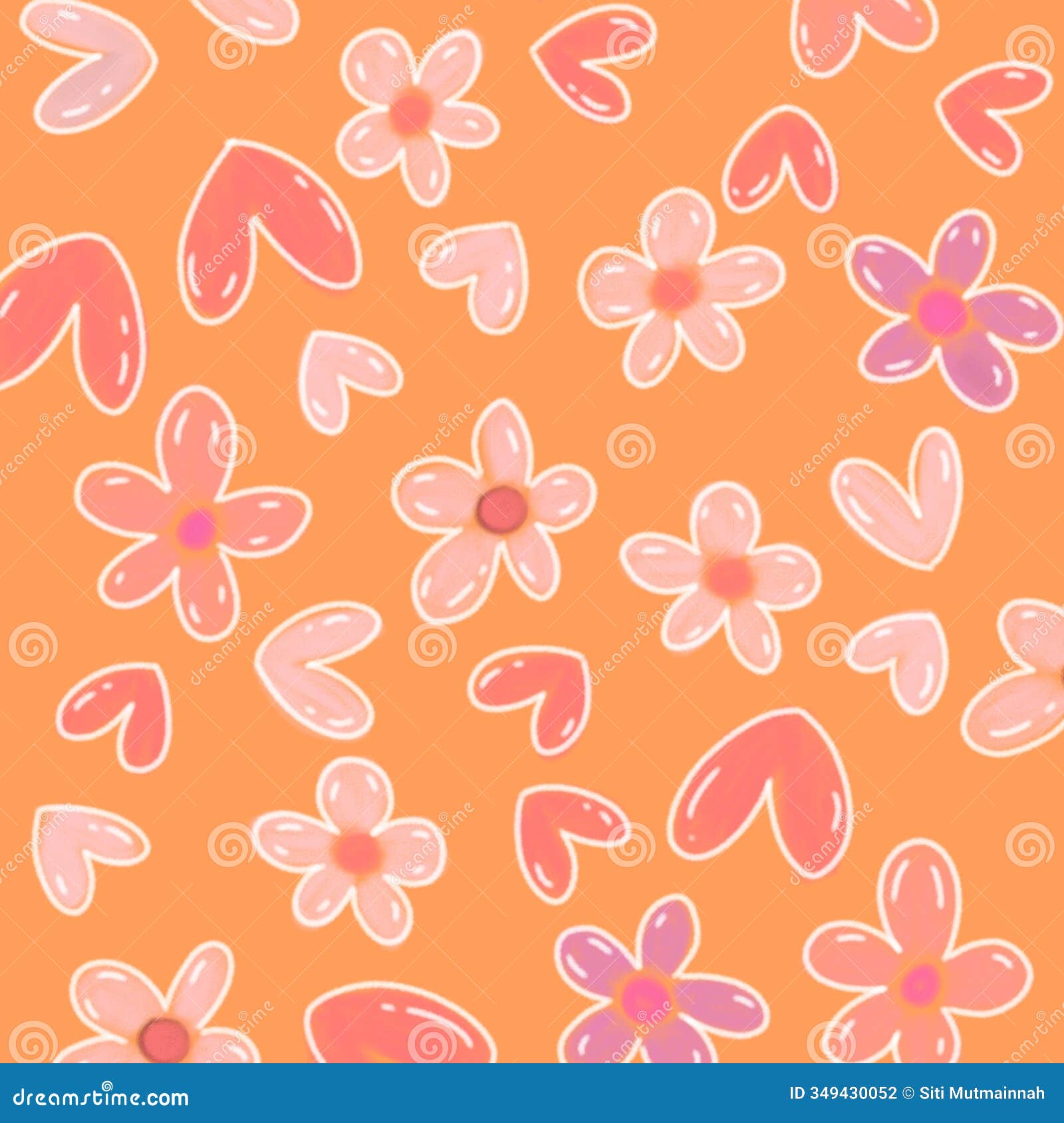 Basic Flowers and Love Pattern Drawing Illustrations. Stock ...